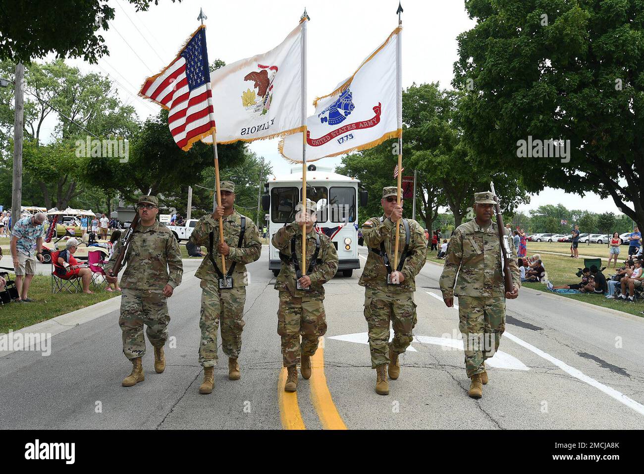 The 85th U.S. Army Reserve Support Command color guard team marches in ...