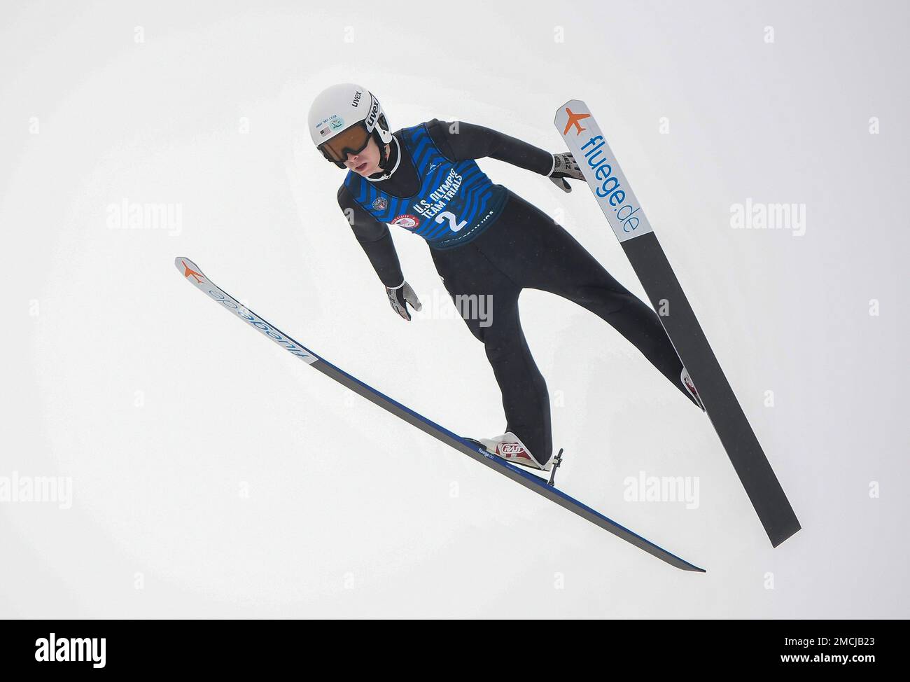 Patrick Gasienica soars through the air during the men's ski jumping ...