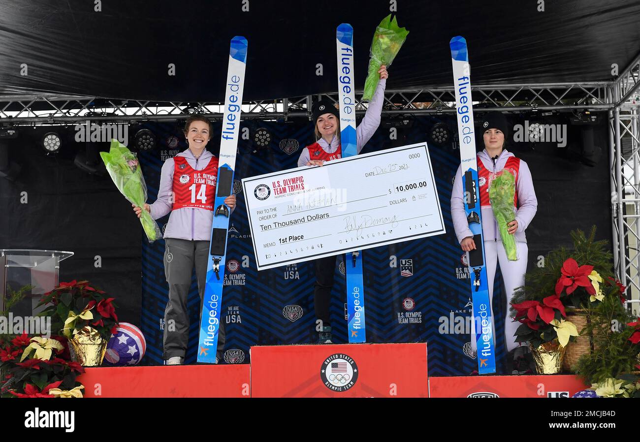 Anna Hoffman, center, First place, Logan Sankey ,left Second place and ...