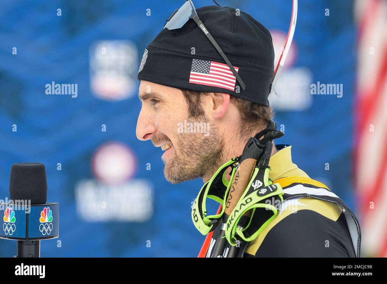 Taylor Fletcher talks with a reporter after wining the cross country ...