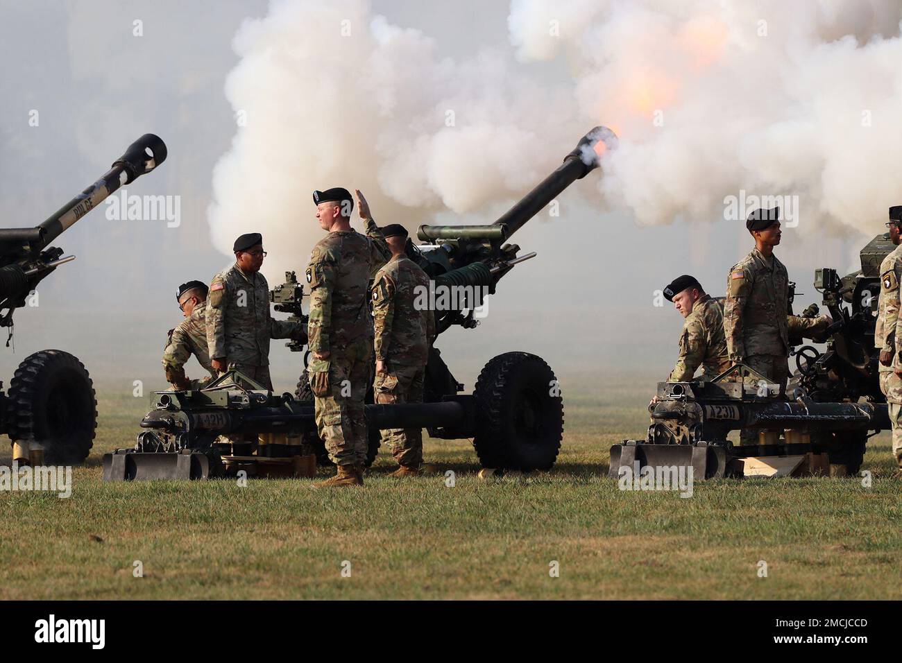 Soldiers assigned to A Battery, 32nd Field Artillery, 1st Brigade ...