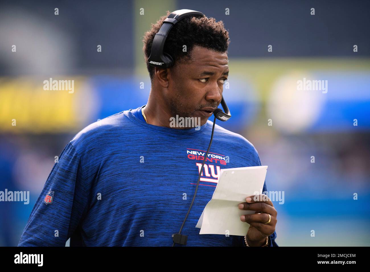 FILE - New York Giants defensive coordinator Patrick Graham stands on ...