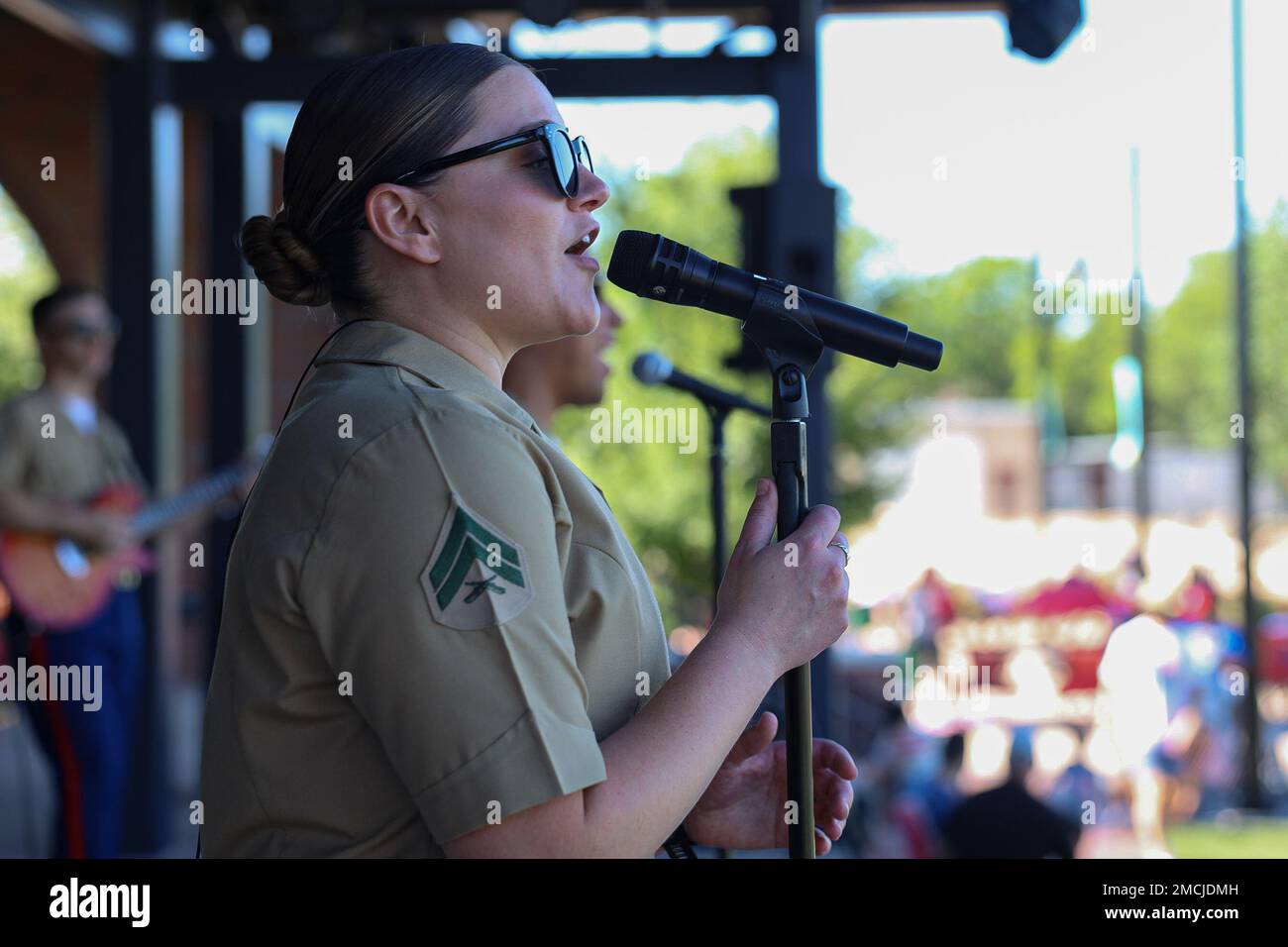U.S. Marine Corps Cpl. Megan Browning, a vocalist with the 3rd Marine ...