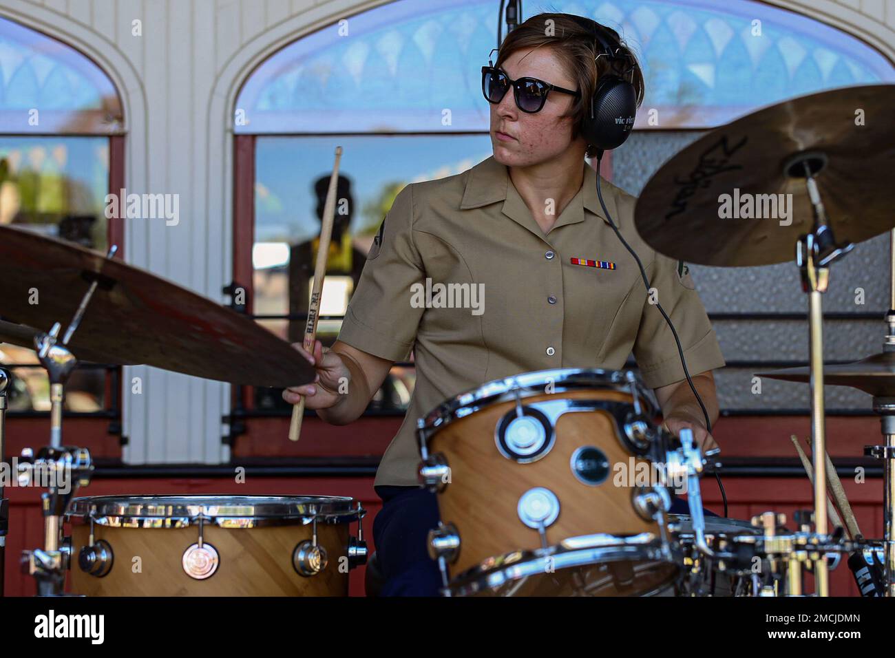 U.S. Marine Corps Lance Cpl. Amanda Sealock, a drummer with the 3rd ...
