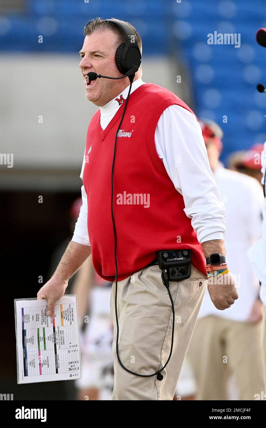 Miami (Ohio) head coach Chuck Martin reacts to play in the first half ...