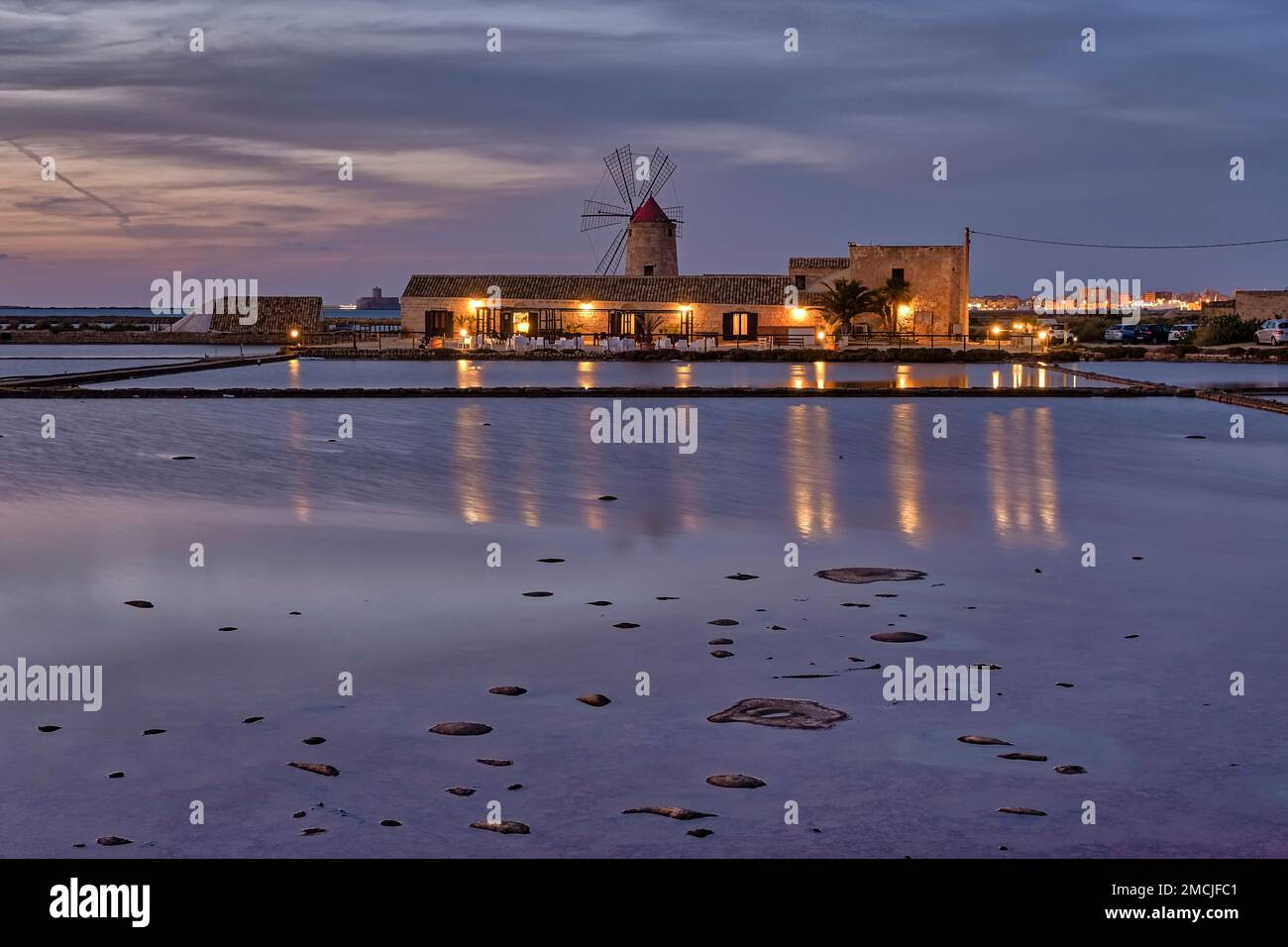 The Museo del Sale, a building with windmill in the Nubia salt works ...