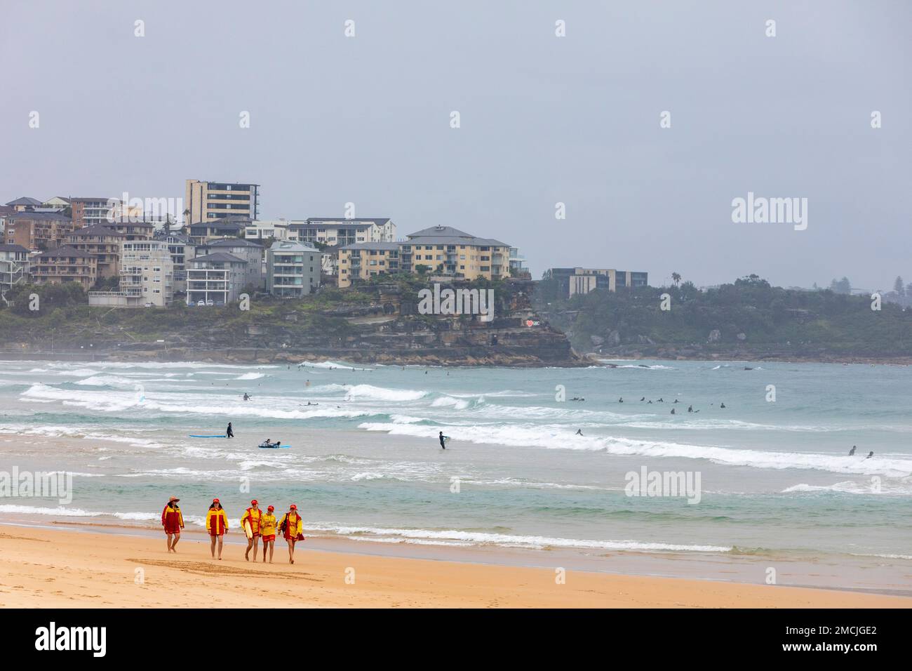 Female teenage girls volunteering as surf rescue staff on Manly Beach ...