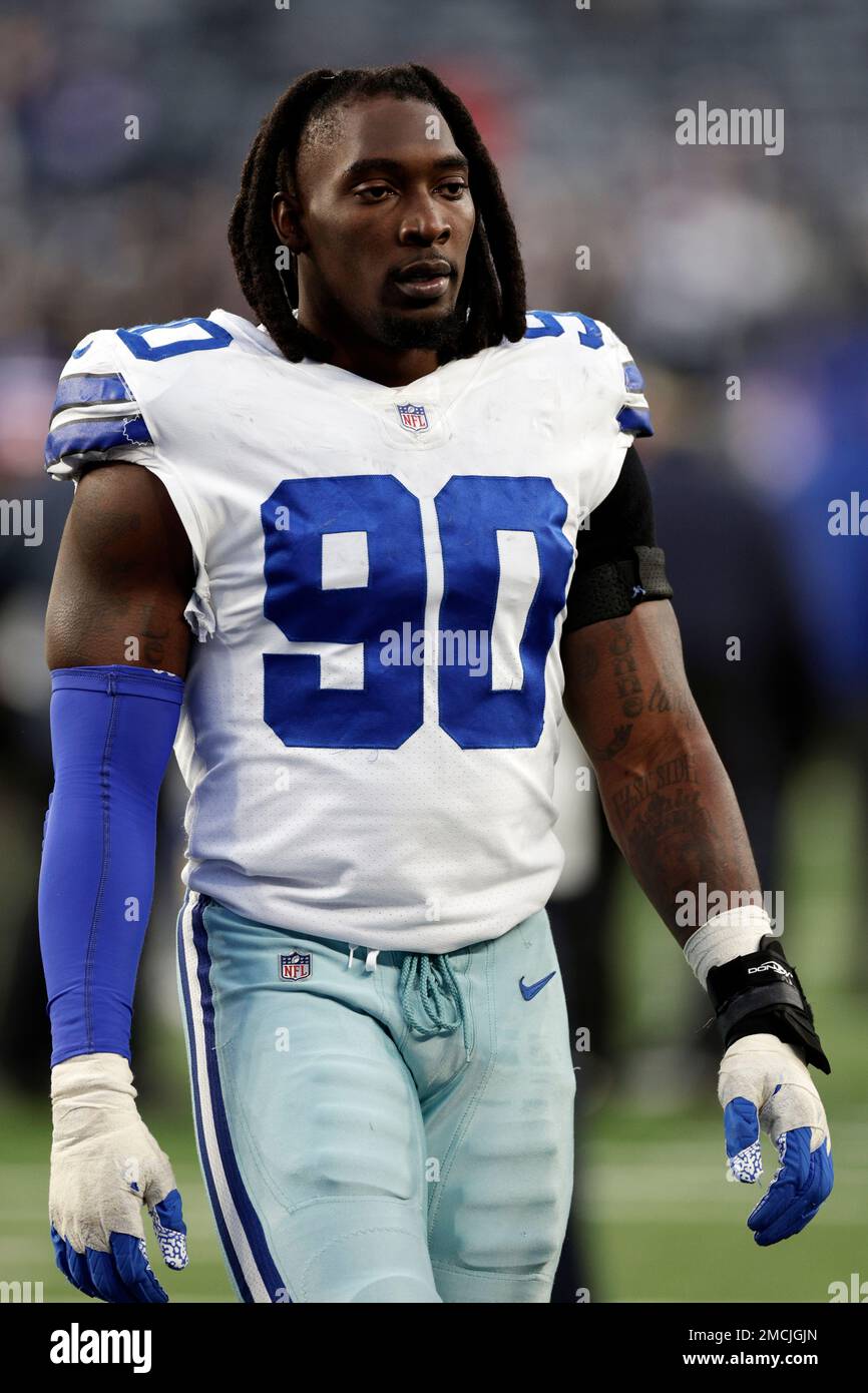 Dallas Cowboys defensive end Demarcus Lawrence (90) walks off the field ...