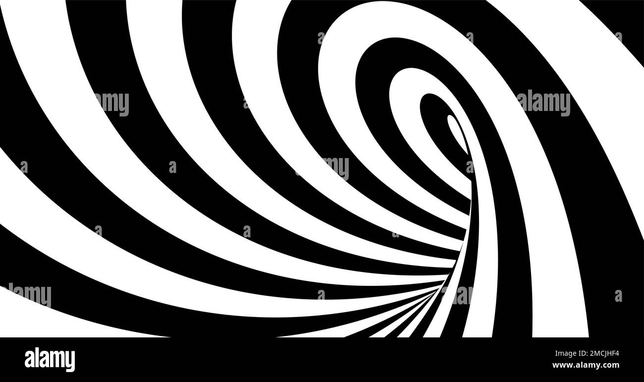 Pattern with optical illusion. Black and white design. Abstract striped ...