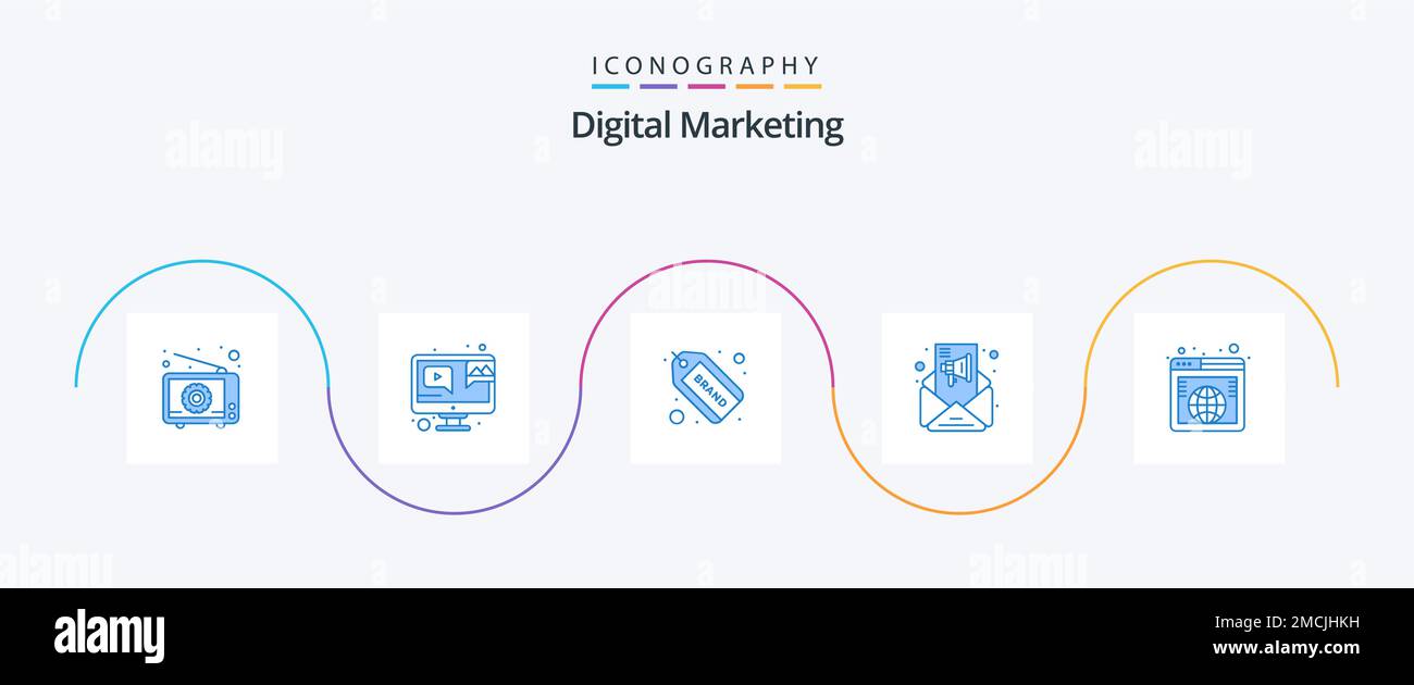 Digital Marketing Blue 5 Icon Pack Including international. speaker ...