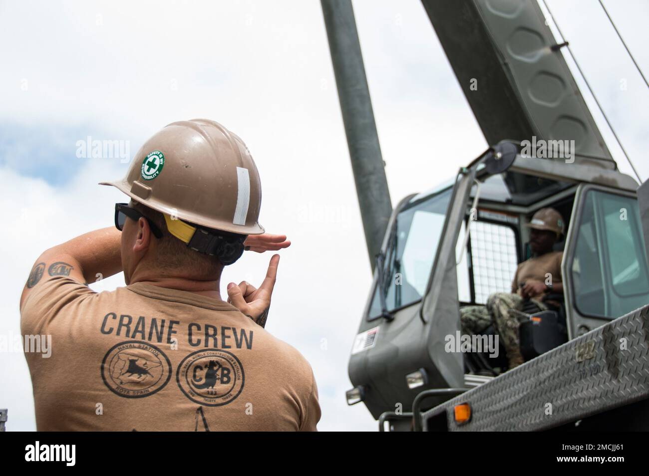 Signalman at crane hi-res stock photography and images - Alamy