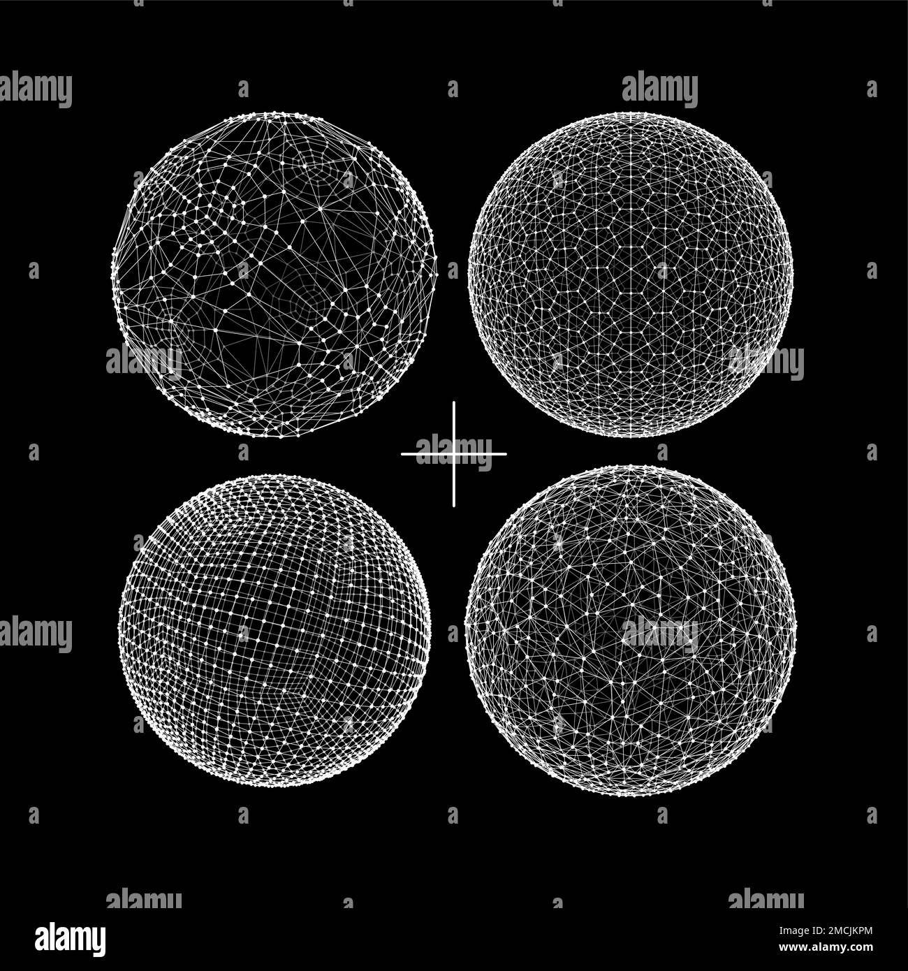 Sphere with connected lines. Global digital connections. Wireframe illustration. Abstract 3d ...