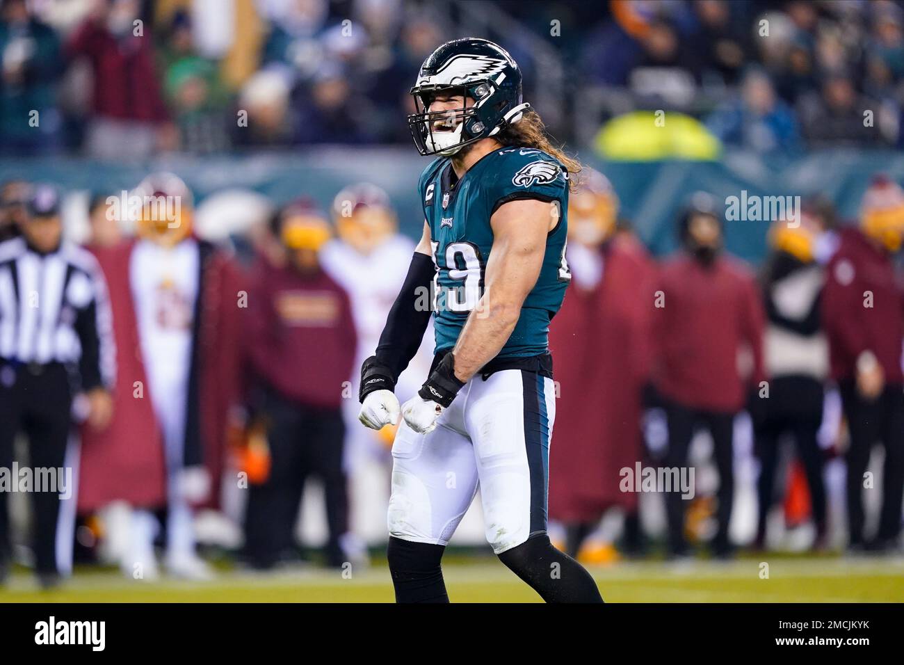 Philadelphia Eagles' Alex Singleton plays during an NFL football game ...