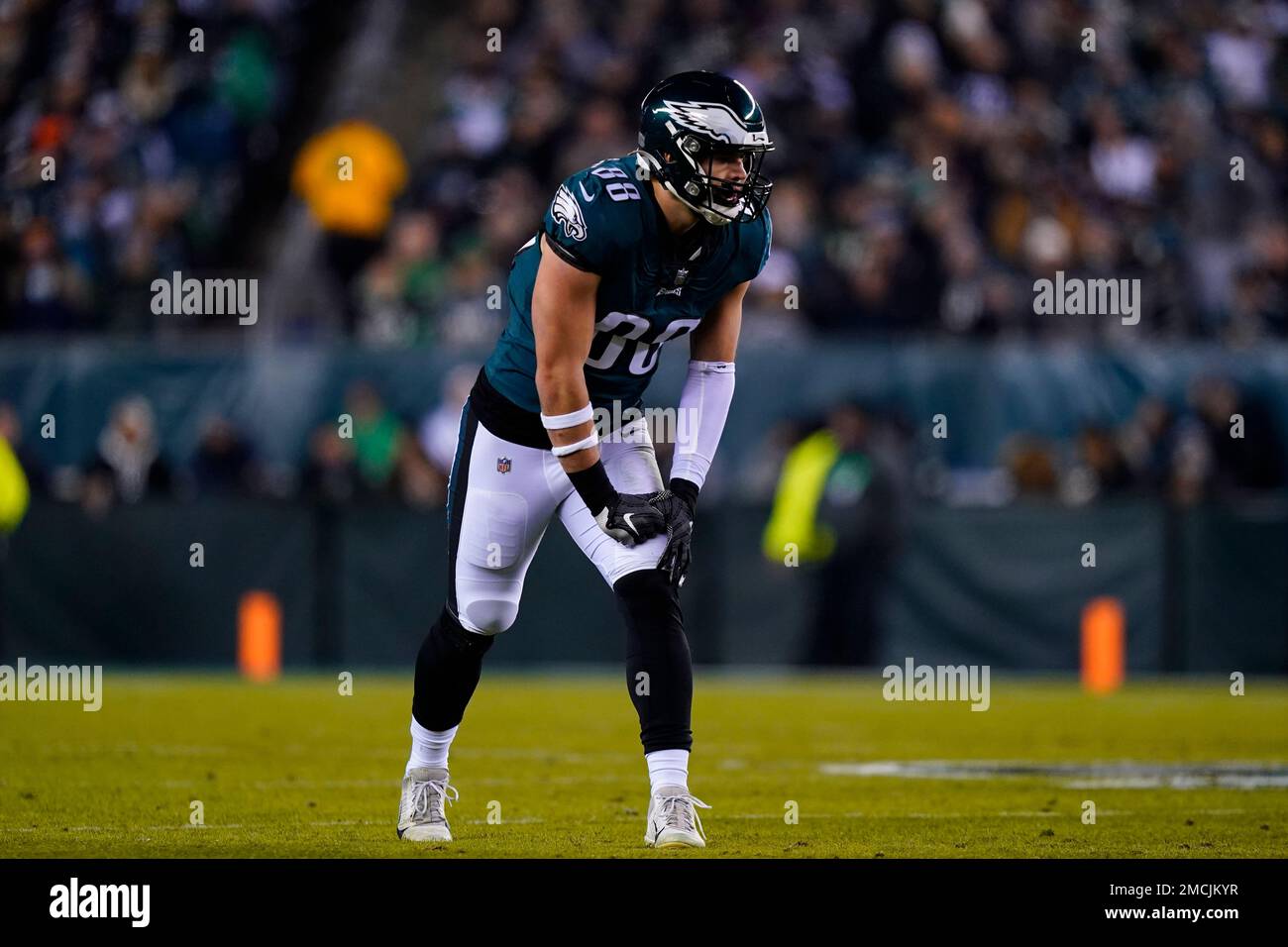 Philadelphia Eagles' Dallas Goedert plays during an NFL football game, Tuesday, Dec. 21, 2021 ...