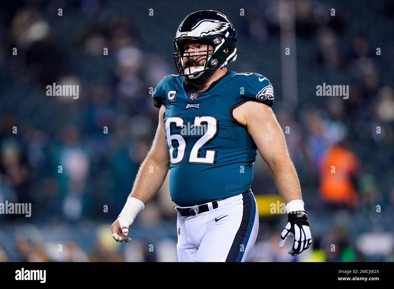 Philadelphia Eagles' Jason Kelce plays during an NFL football game ...