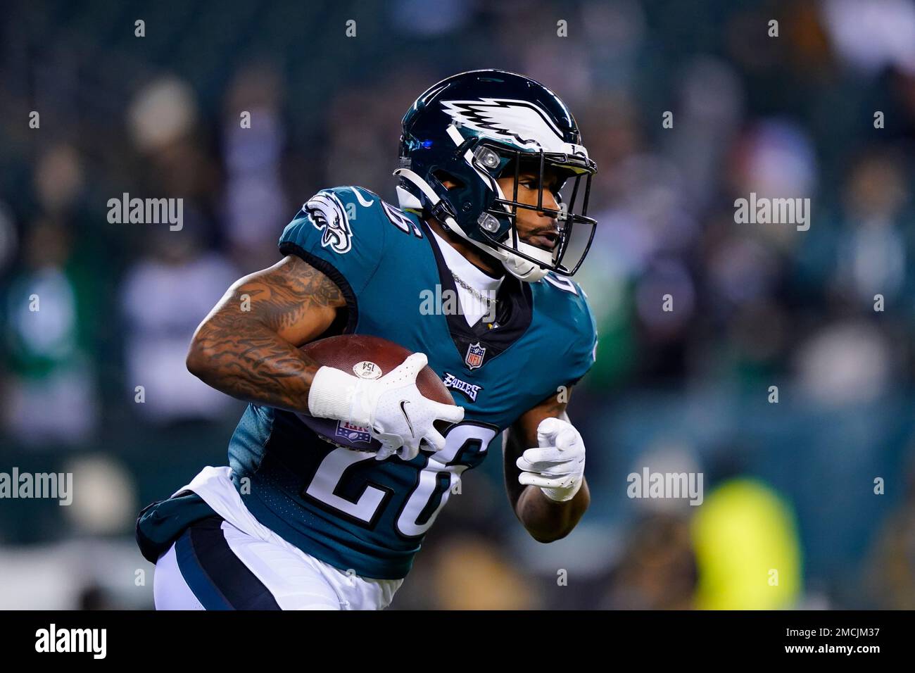 Philadelphia Eagles' Miles Sanders plays during an NFL football game ...