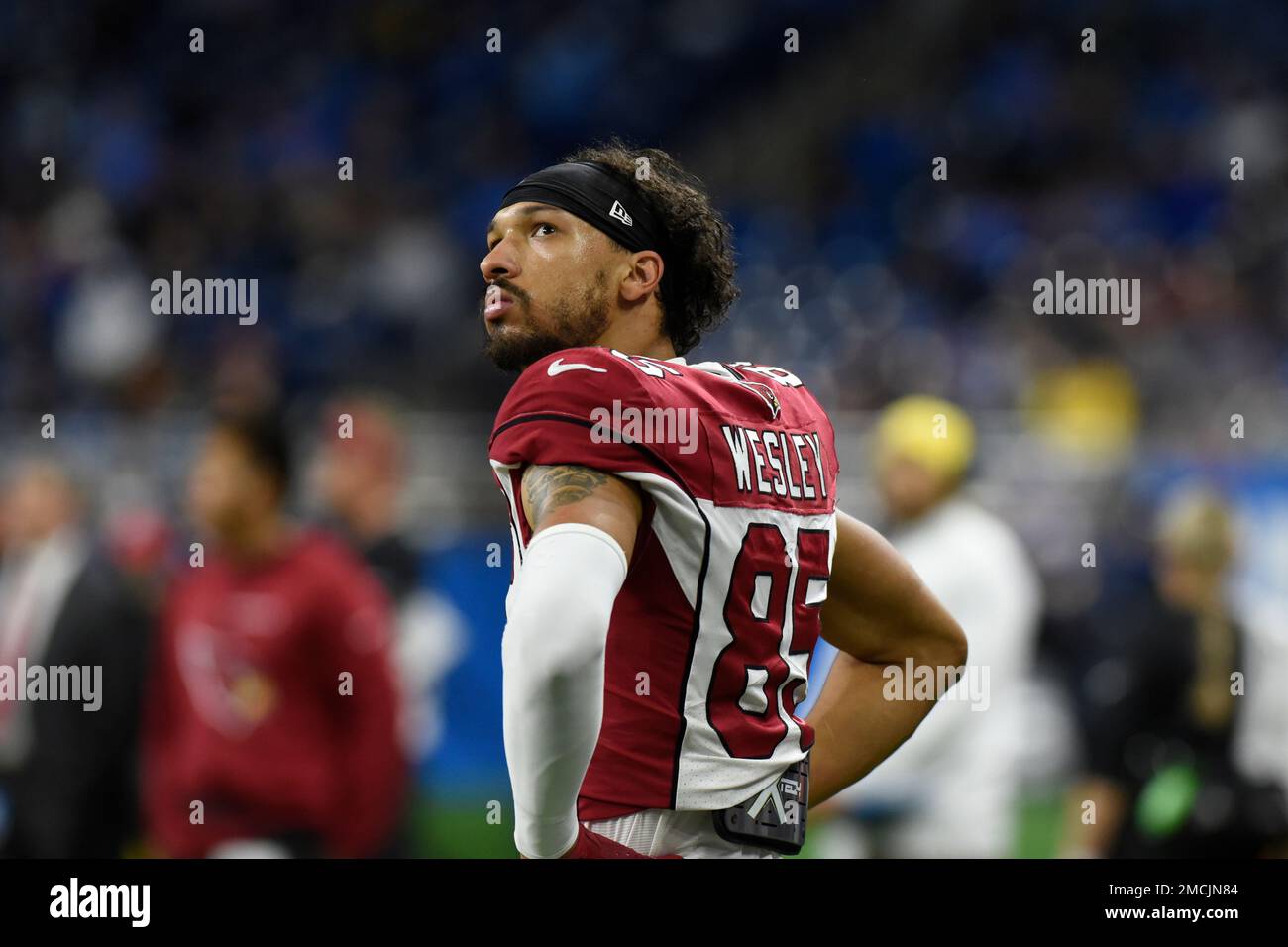 Arizona Cardinals wide receiver Antoine Wesley watches the scoreboard ...