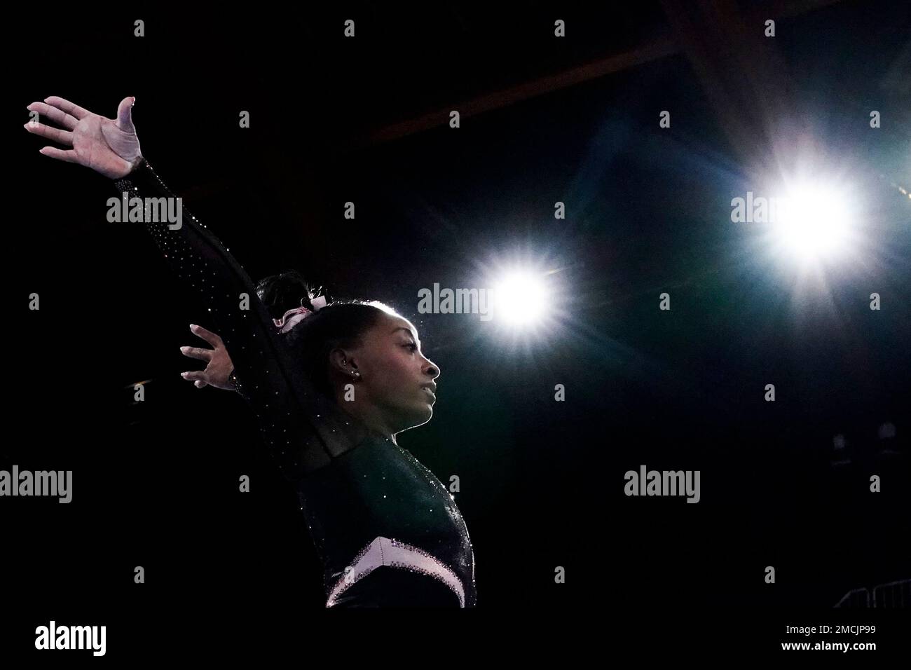 Simone Biles of the United States trains on vault for artistic ...