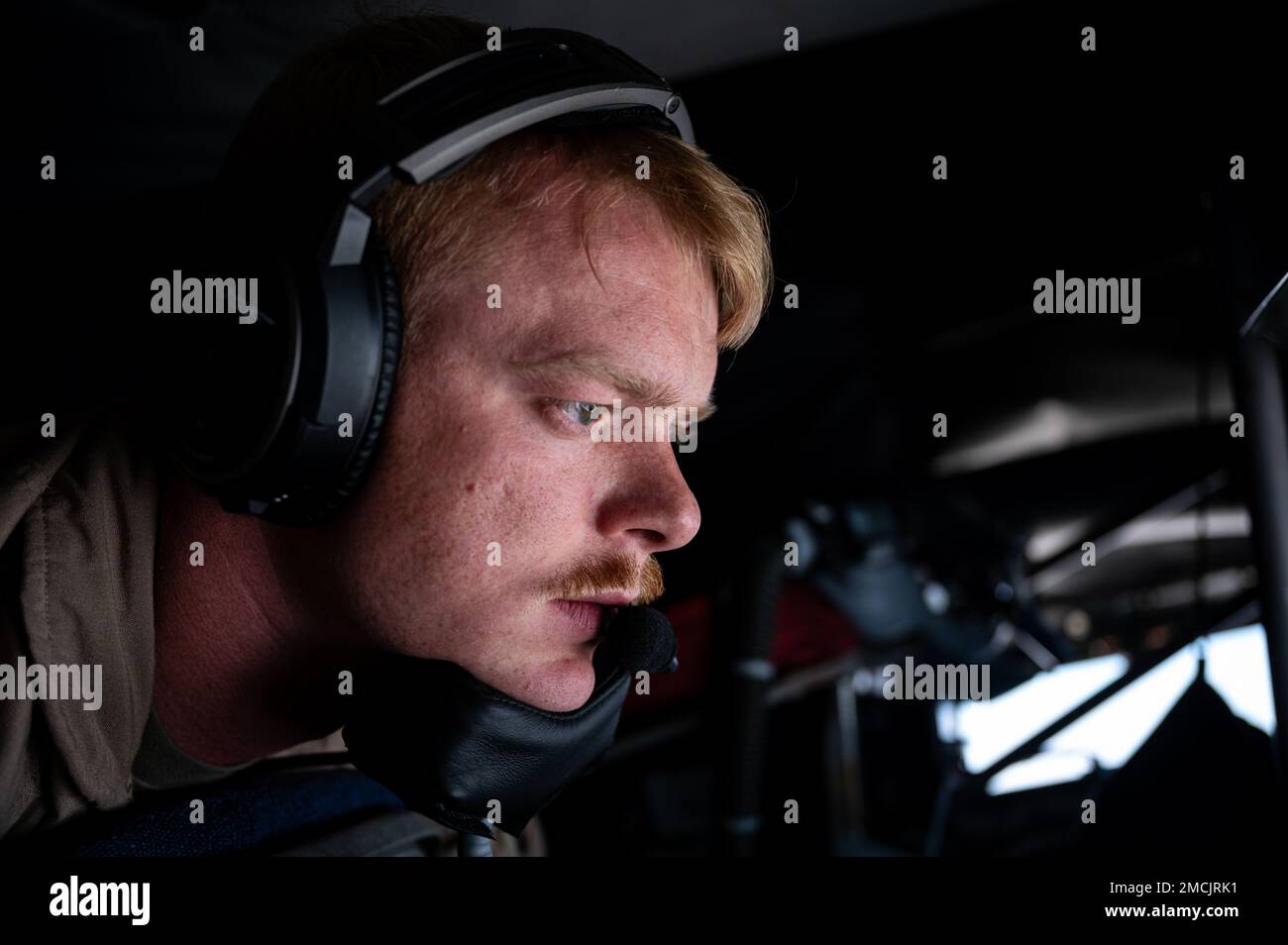 U.S. Air Force Senior Airman Grant Albrecht, a KC-135 Stratotanker ...