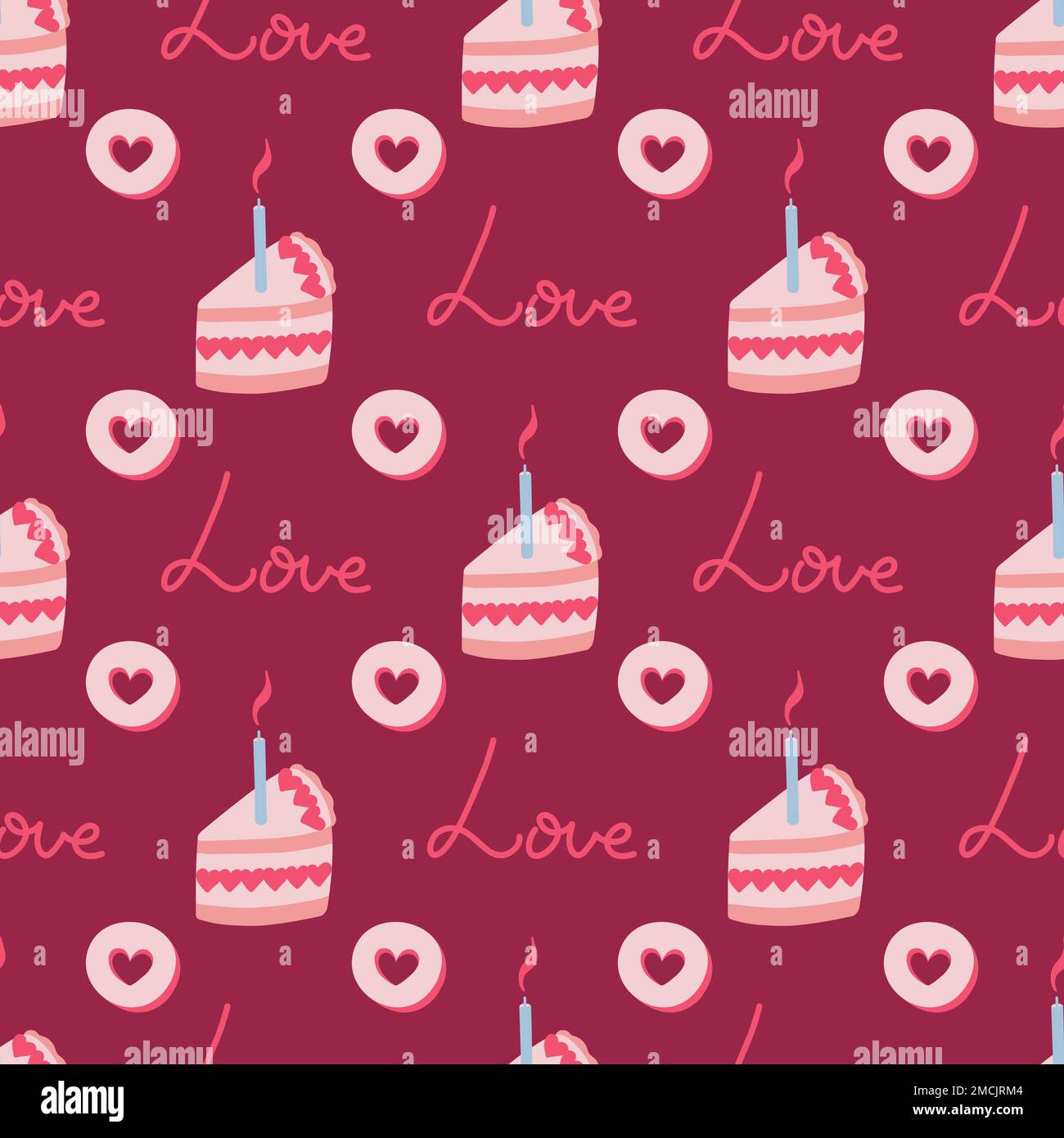Valentines day vector seamless pattern. Doodle hand drawn illustration ...