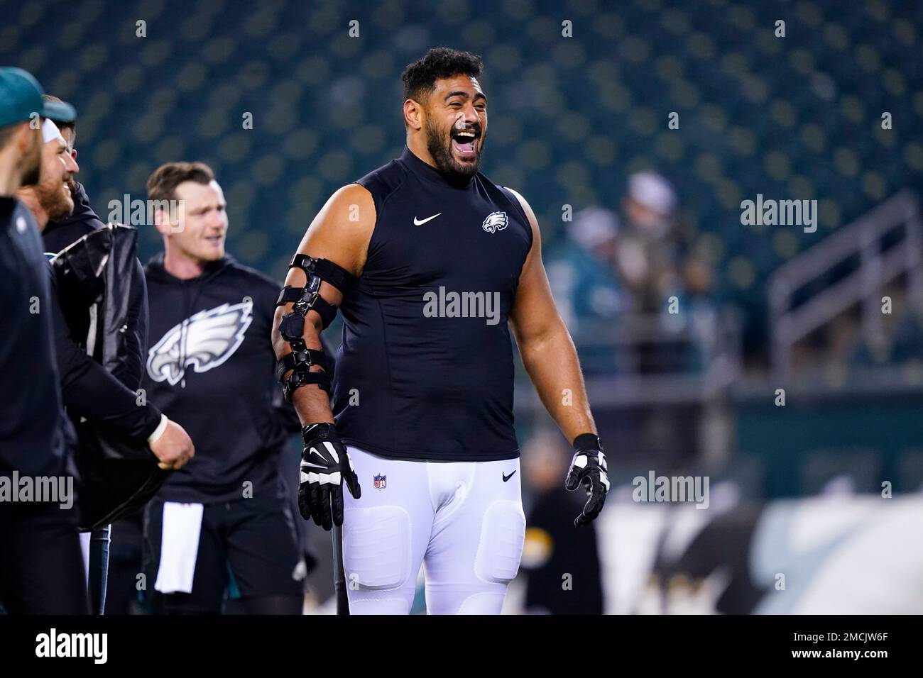 Philadelphia Eagles' Jordan Mailata warms-up before an NFL football ...
