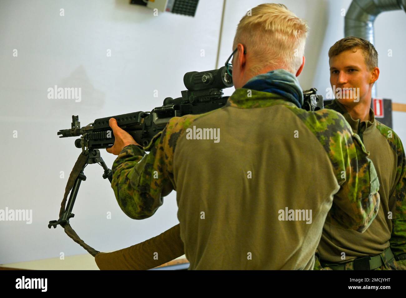 A Finnish soldier assigned to the 1st Infantry Company, of the ...