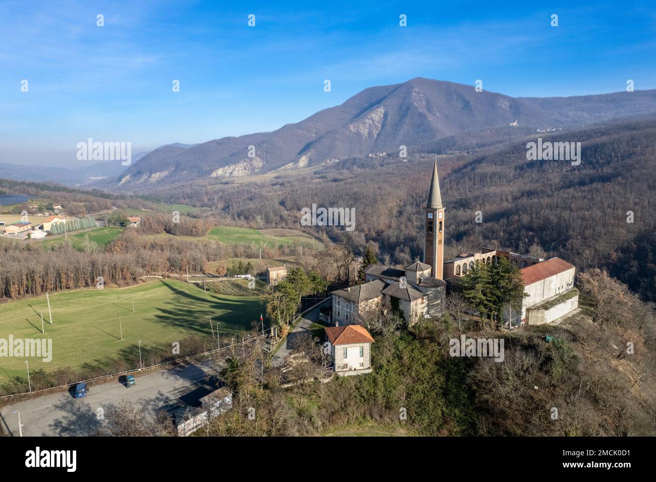 Morfasso, Piacenza, Emilia Romagna, Italy Drone view of Our Lady of ...
