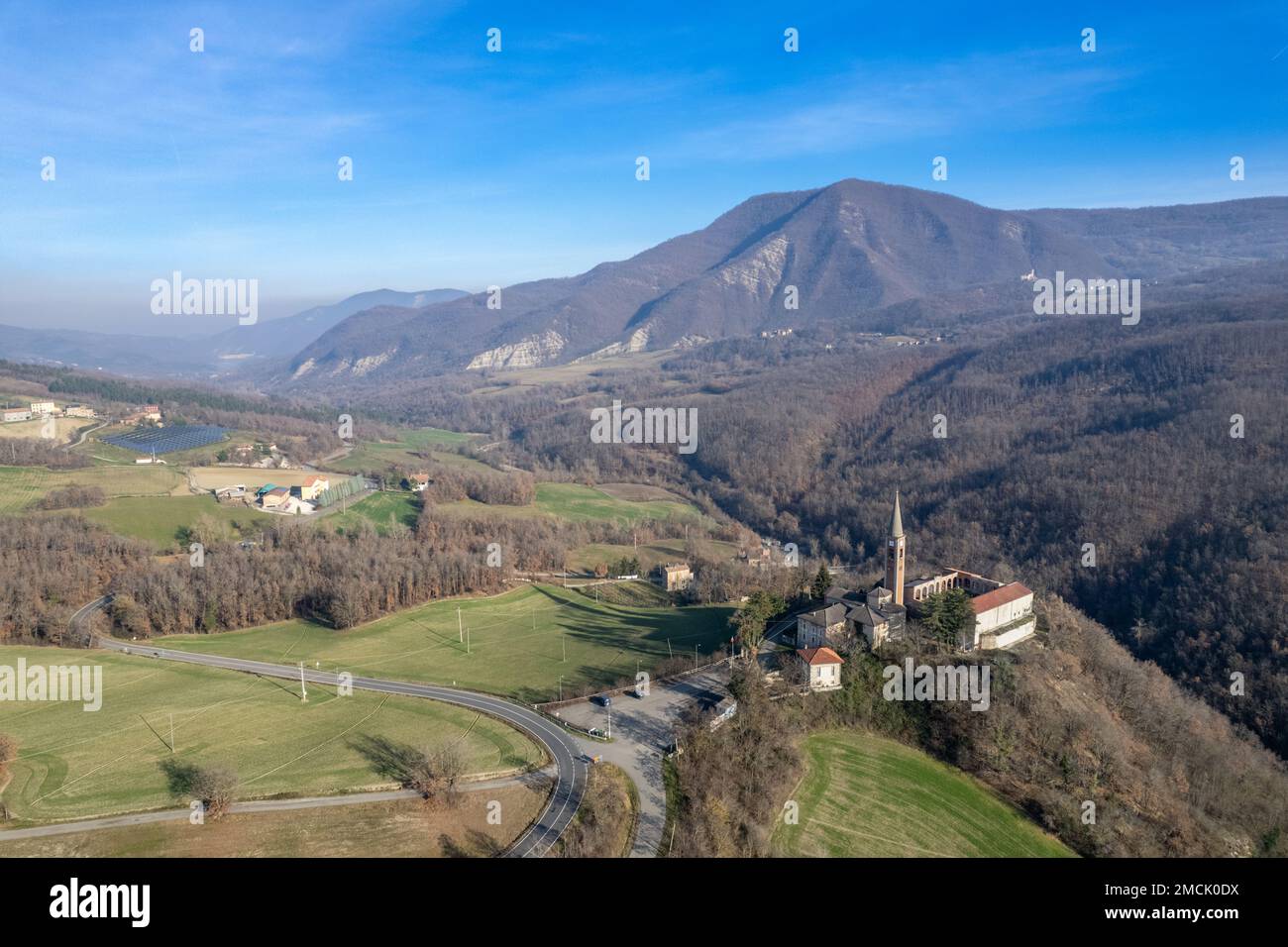 Morfasso, Piacenza, Emilia Romagna, Italy Drone view of Our Lady of ...