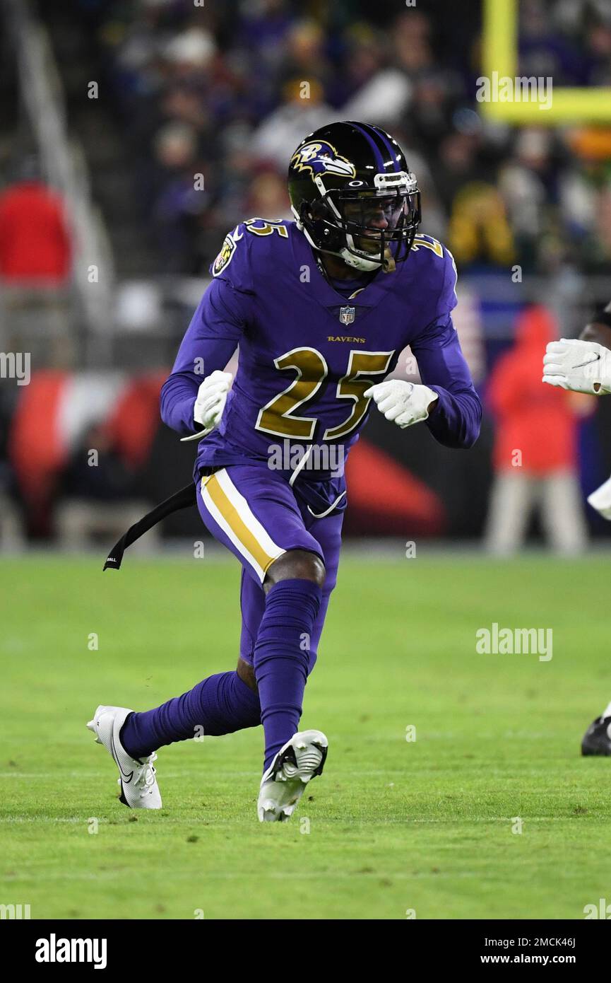 Baltimore Ravens cornerback Tavon Young (25) in action during the first ...