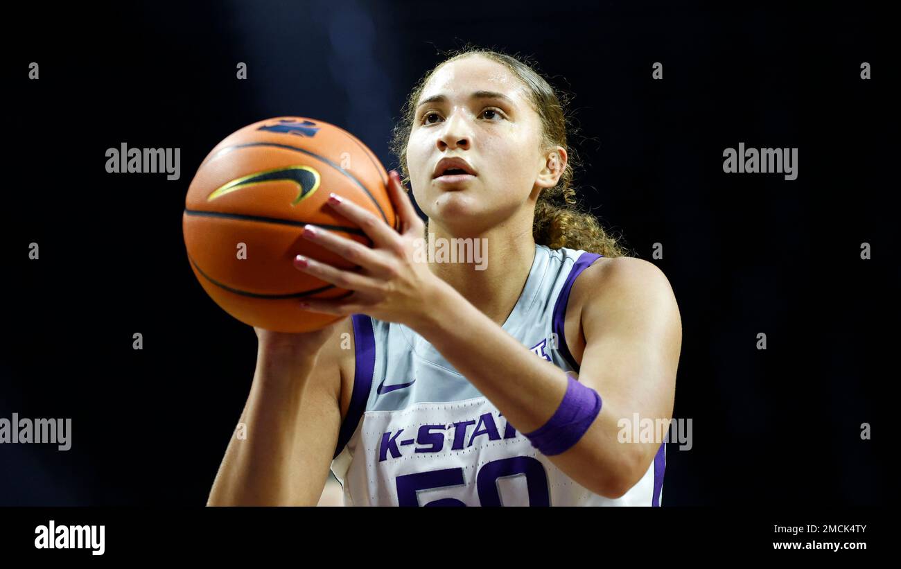 Kansas State center Ayoka Lee during an NCAA basketball game on ...