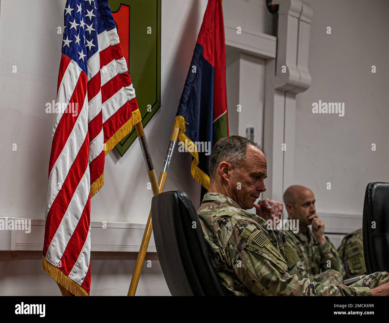 U.S. Army Maj. Gen. John V. Meyer, Commanding General of the 1st Infantry Division, conducts a ...