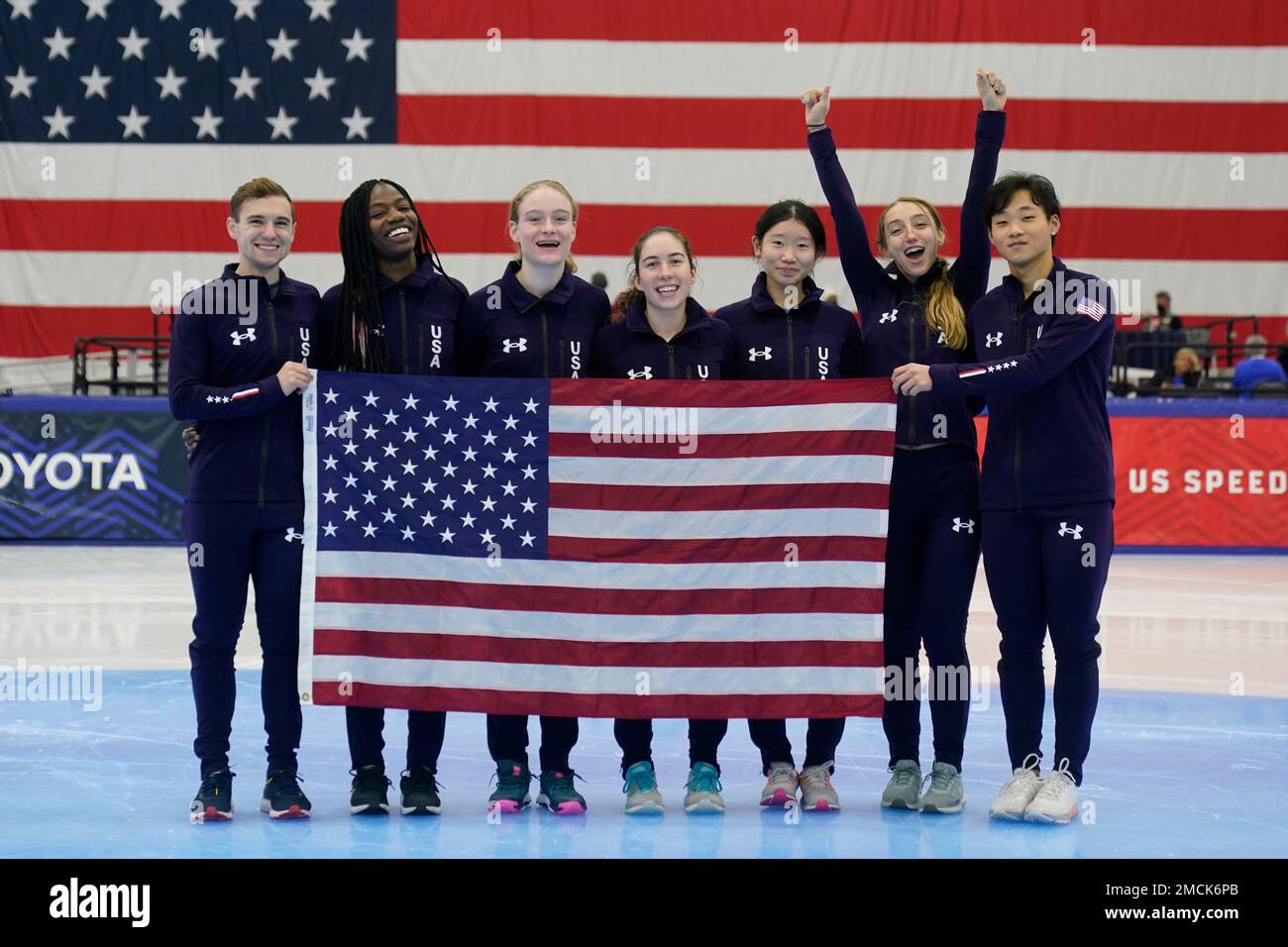 From left to right, Ryan Pivirotto, Maame Biney, Corinne Stoddard ...