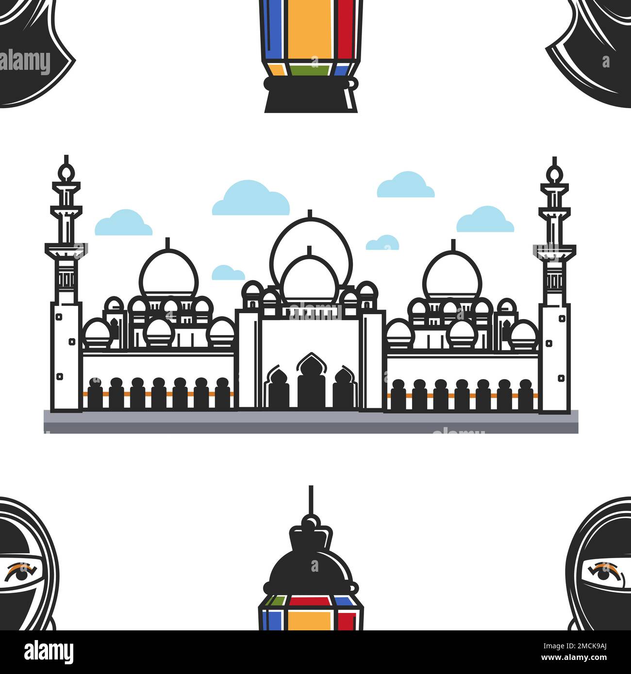 United Arab Emirates national symbols and architecture Dubai vector ...