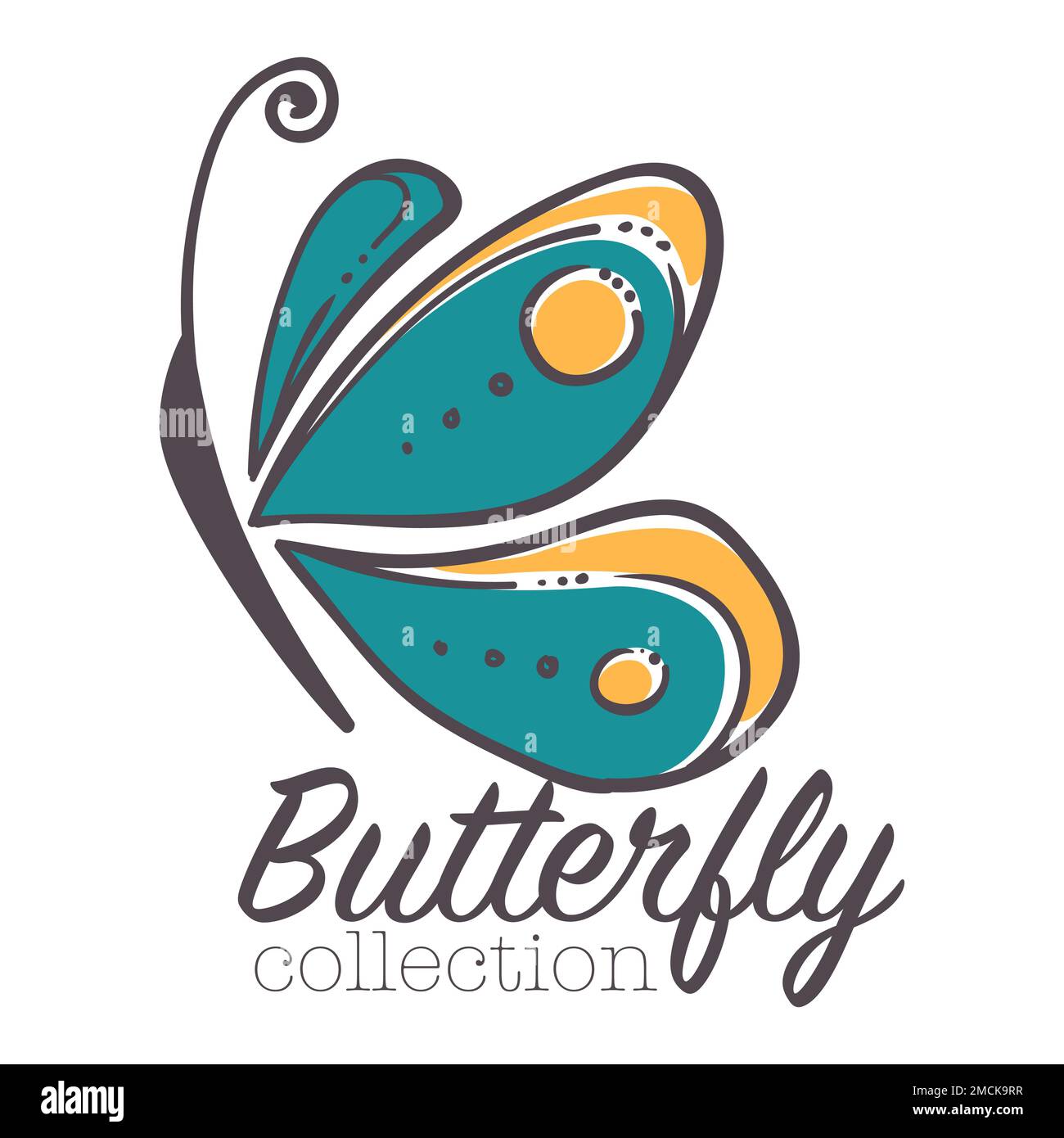 Corporate identity template butterfly insect isolated icon vector blue ...