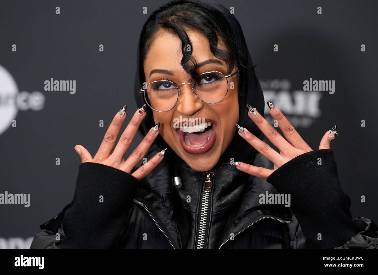 Liza Koshy, a cast member in "Cat Person," poses at the premiere of the ...