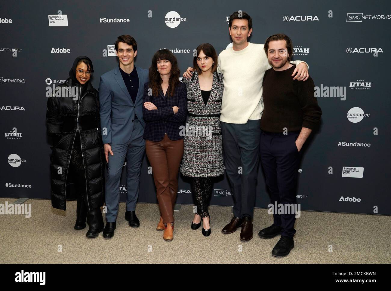 Susanna Fogel, third from left, director of "Cat Person," poses with ...