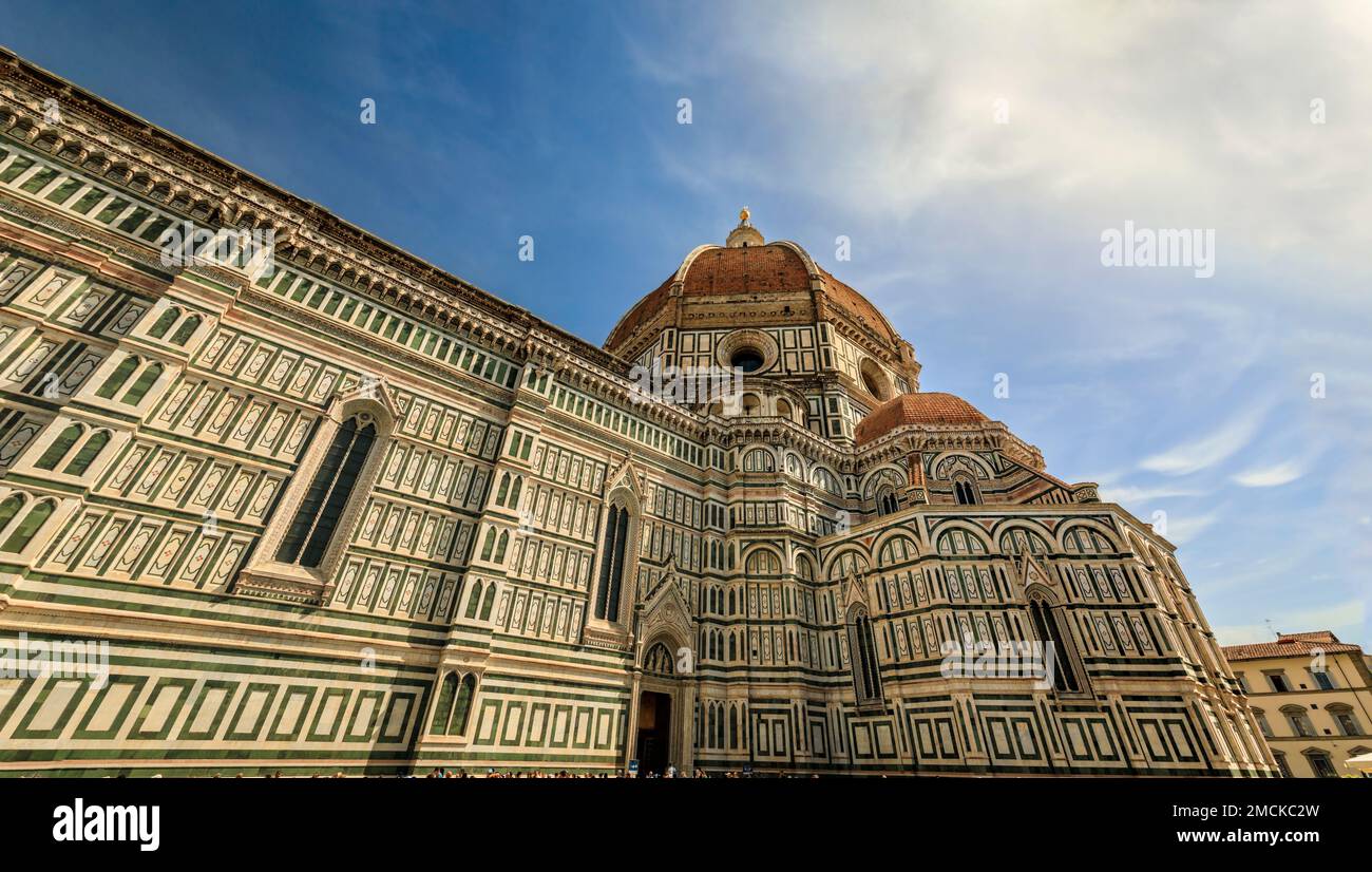 Ornate colorful marble facade of the Duomo Cathedral or Cattedrale di ...