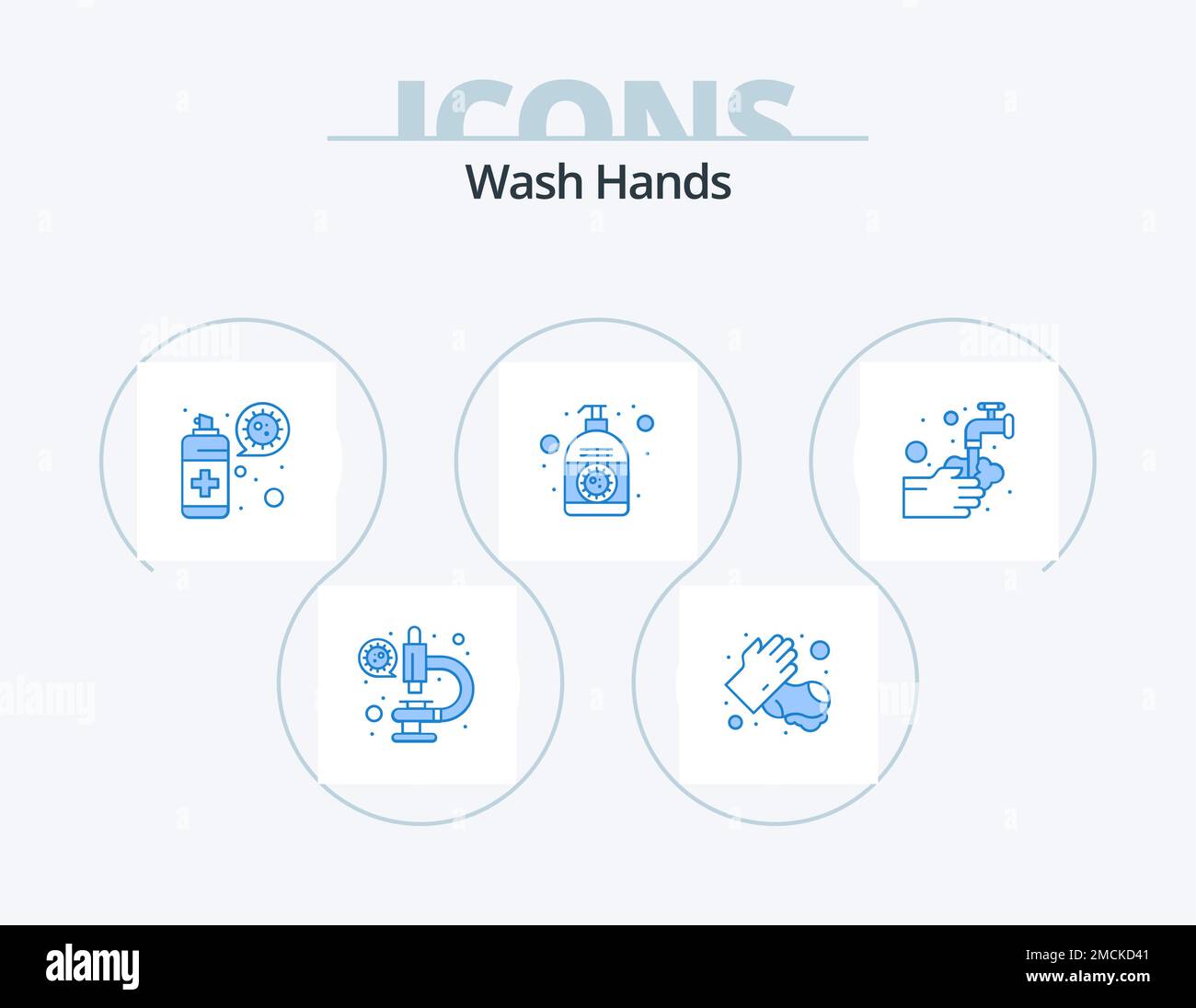 Wash Hands Blue Icon Pack 5 Icon Design. hands. hand. cleaning. corona ...