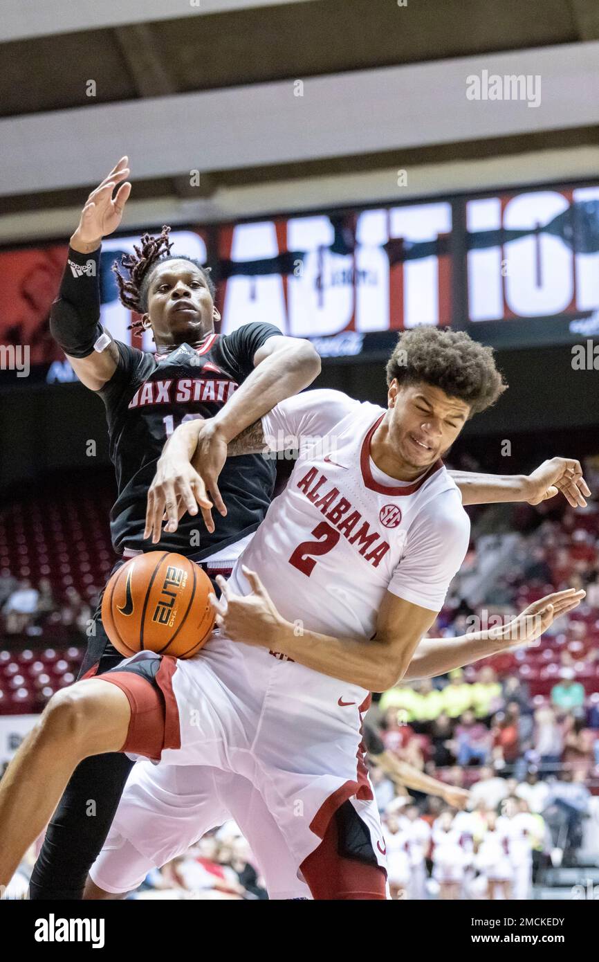 Alabama forward Darius Miles (2) and Jacksonville State forward Juwan ...