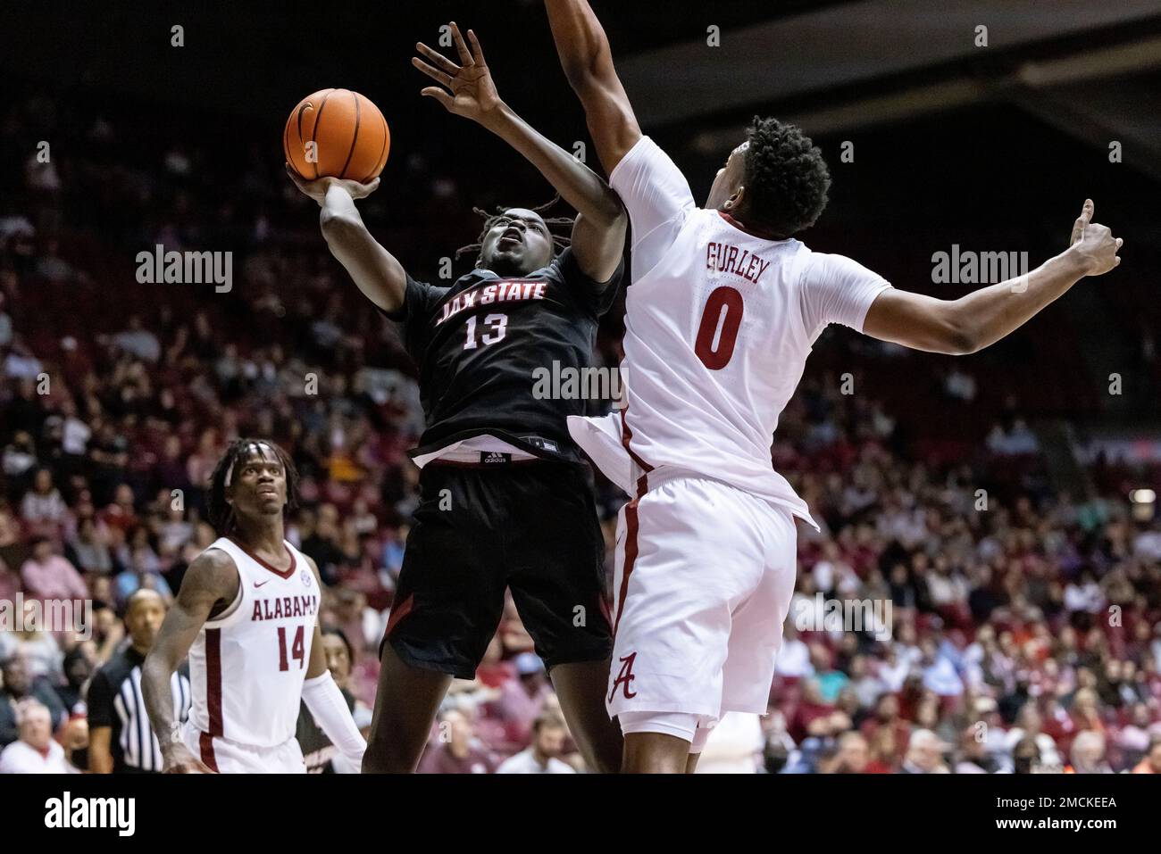 Jacksonville State guard/forward Jay Pal (13) works against Alabama ...