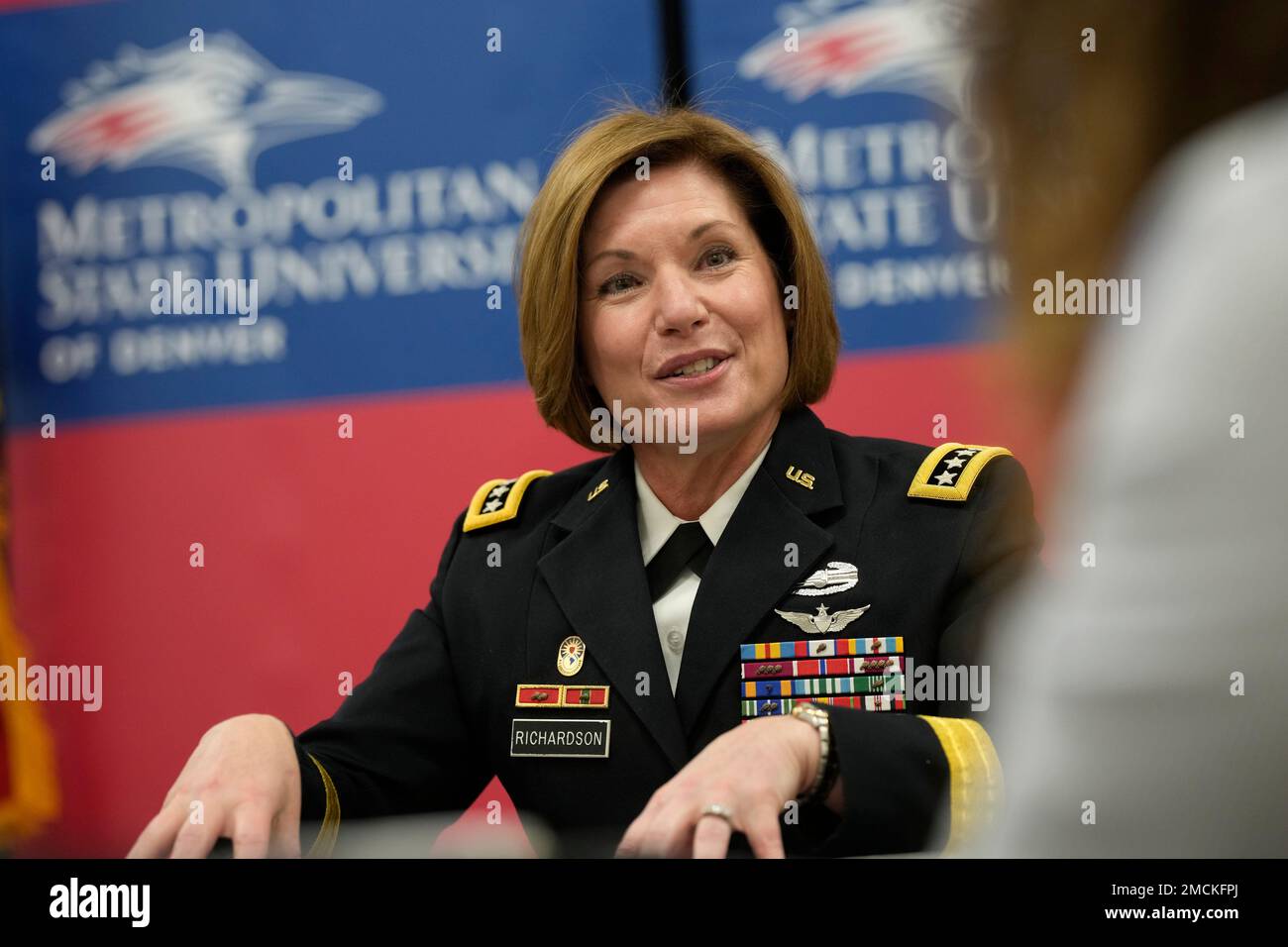 U.S. Army General Laura Richardson responds to questions from reporters ...