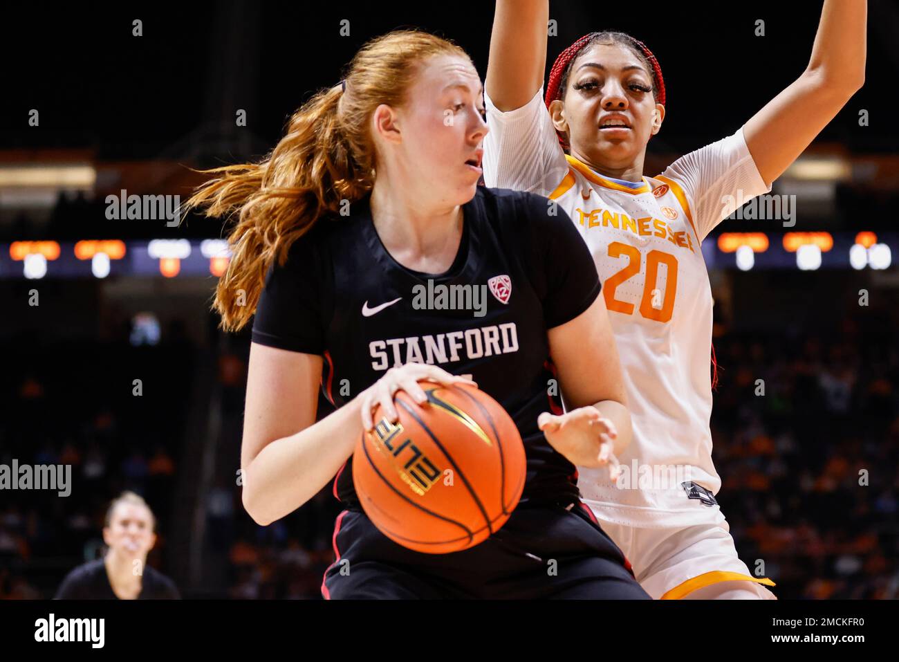 Stanford forward Ashten Prechtel, left, drives past Tennessee center ...