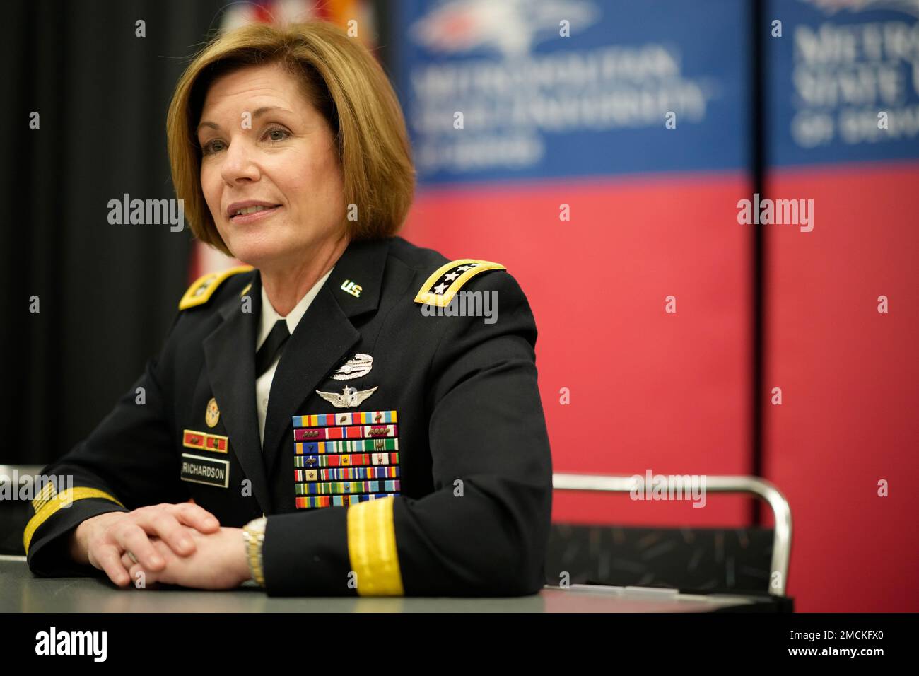 U.S. Army General Laura Richardson responds to questions from reporters ...