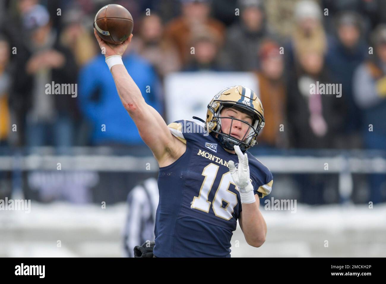 Montana State Bobcats quarterback Tommy Mellott throws the ball an NCAA ...