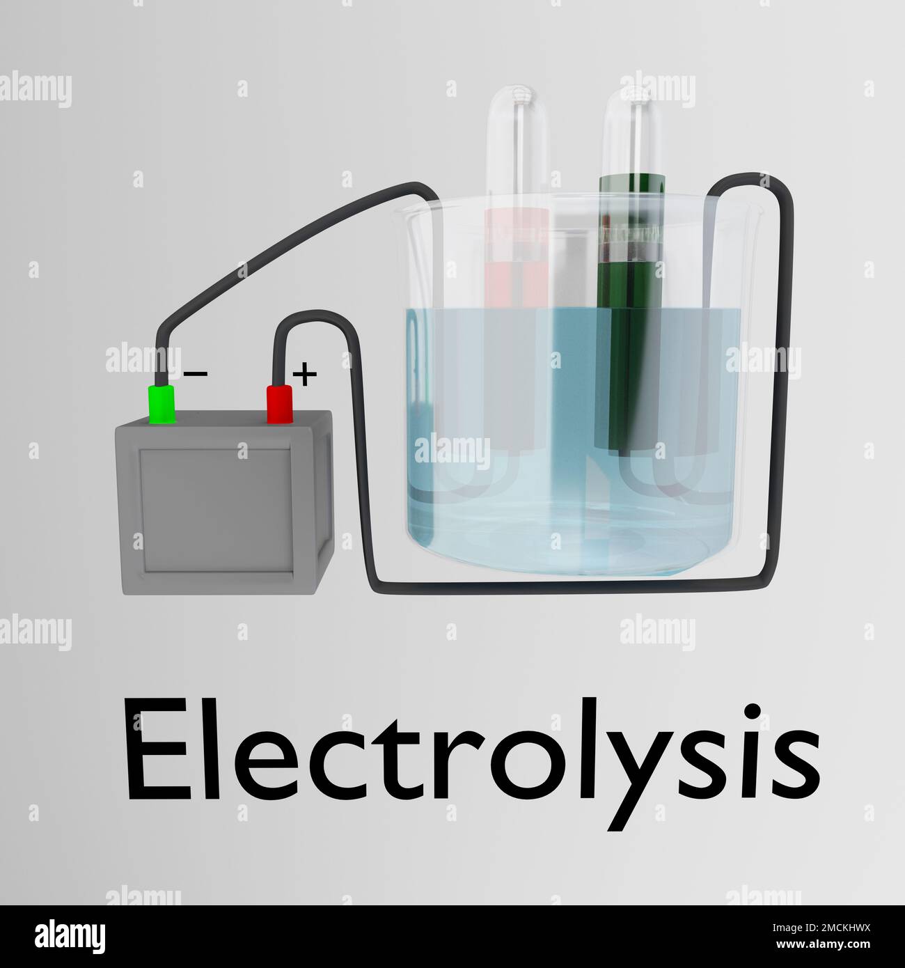 3D illustration of schematic sysem combined of an electic battery, a ...