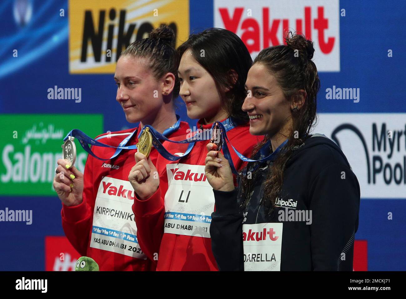 From the left, Anastasiia Kirpichnikova of Russia, silver, China's ...