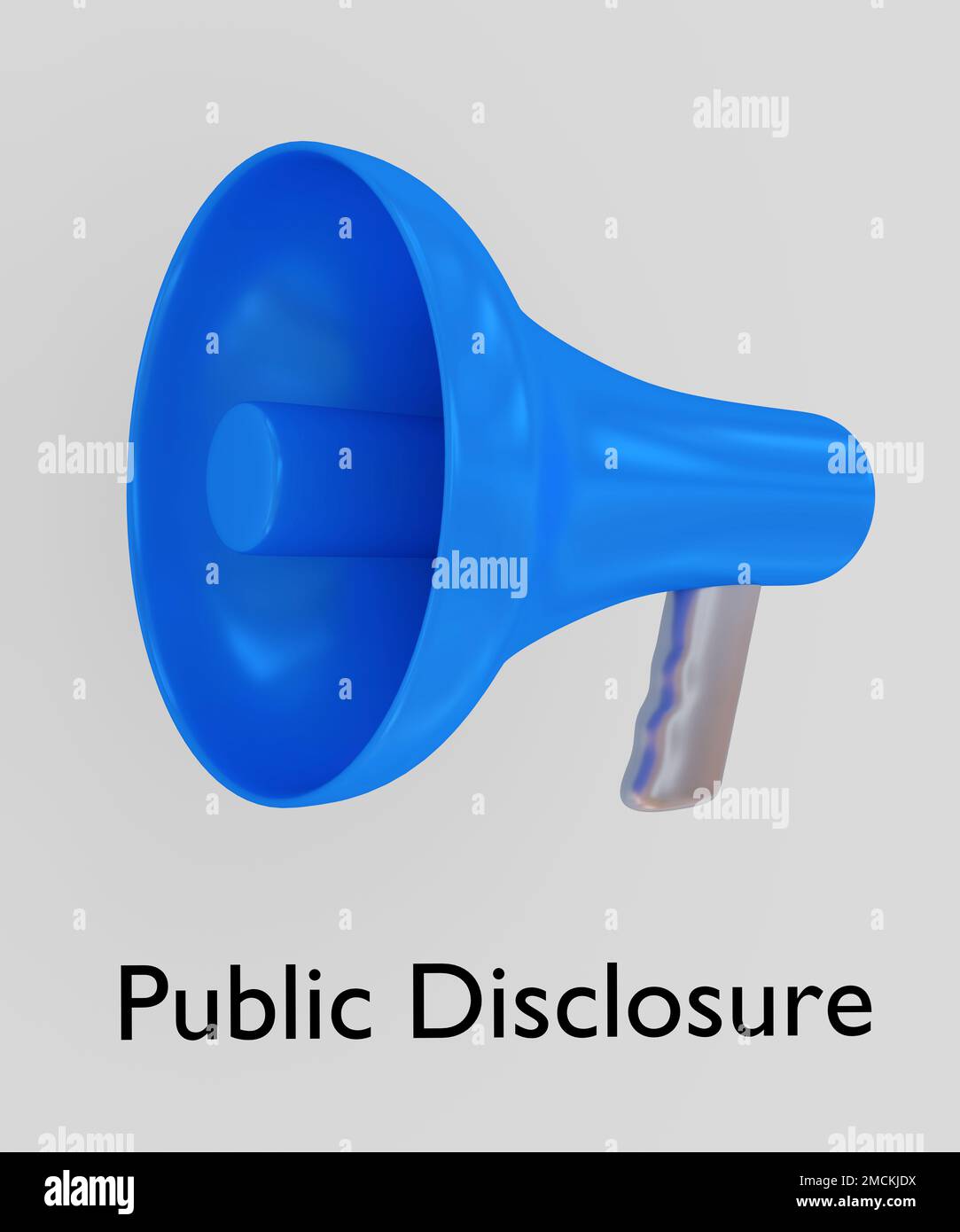 3D illustration of a megaphone with the script Public Disclosure ...