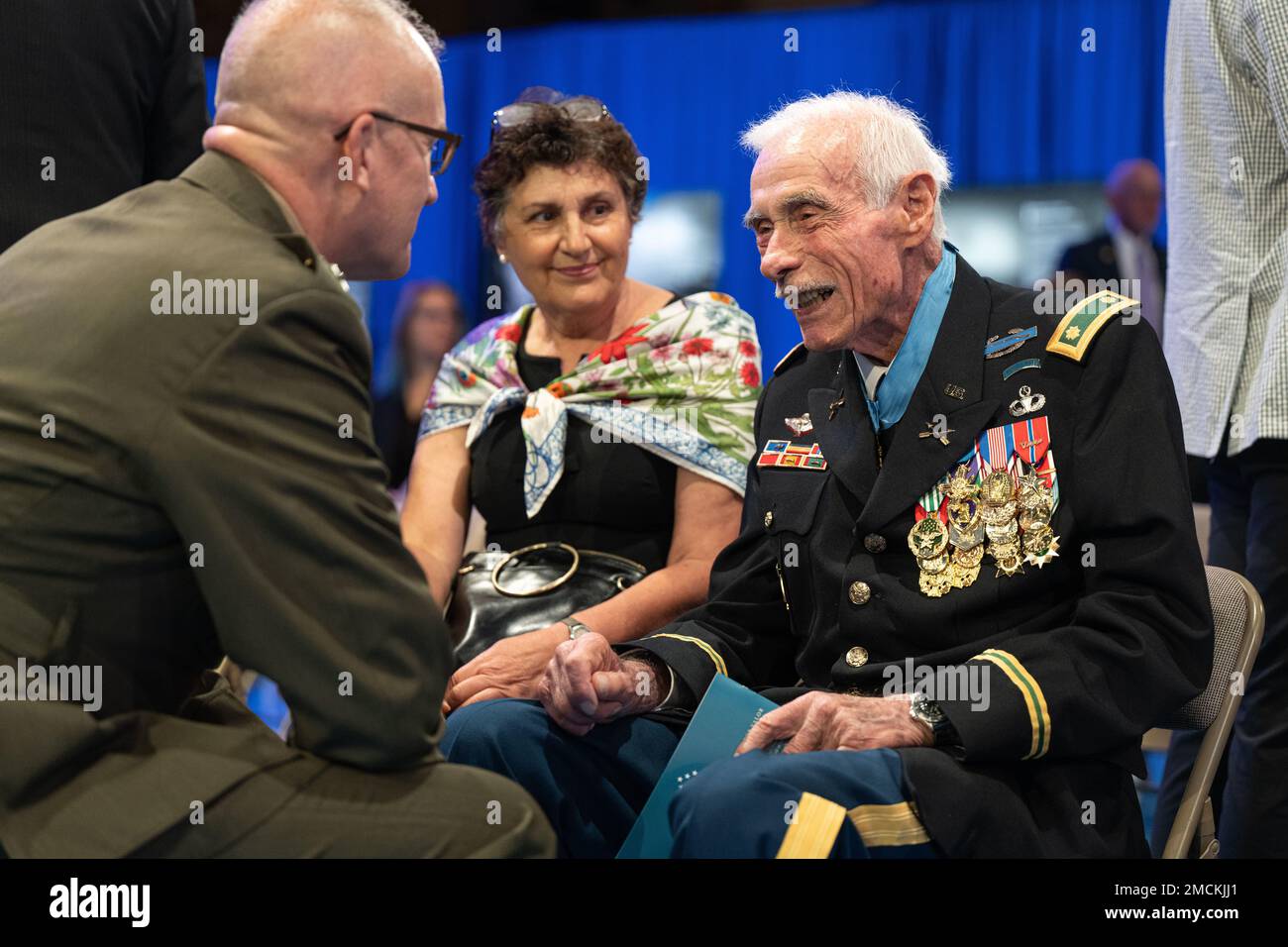 Medal of Honor recipient retired Army Maj. John J. Duffy speaks to ...