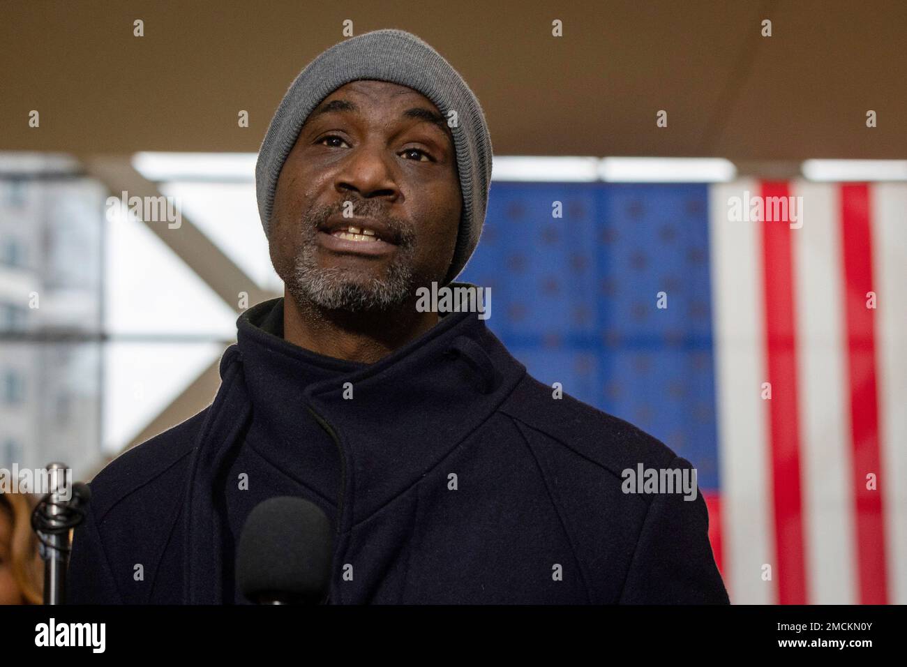 Trahern Crews speaks at a press conference in support of the Daunte ...