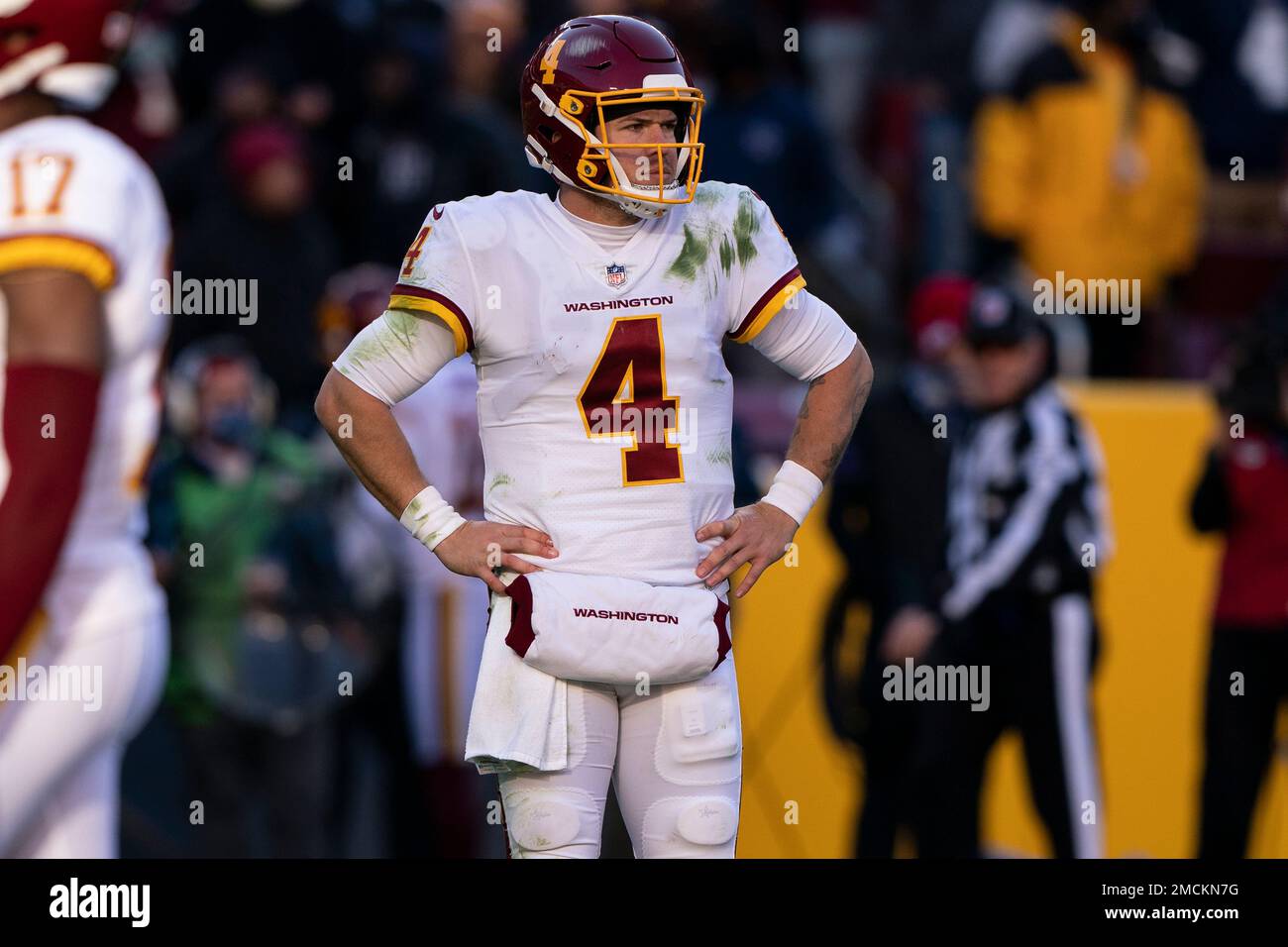 Washington Football Team quarterback Taylor Heinicke (4) stands during ...
